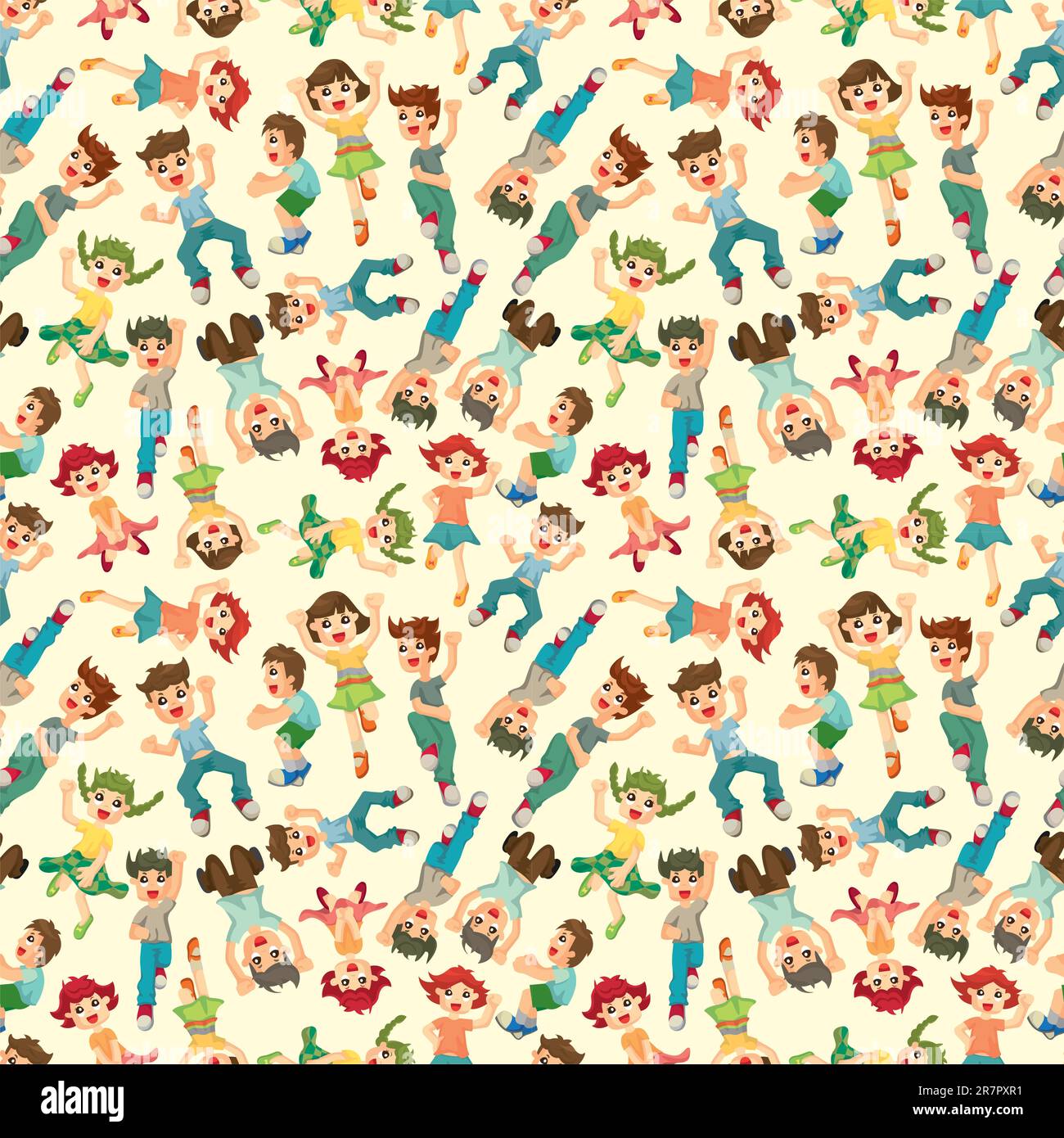 cartoon child jump seamless pattern Stock Vector Image & Art - Alamy