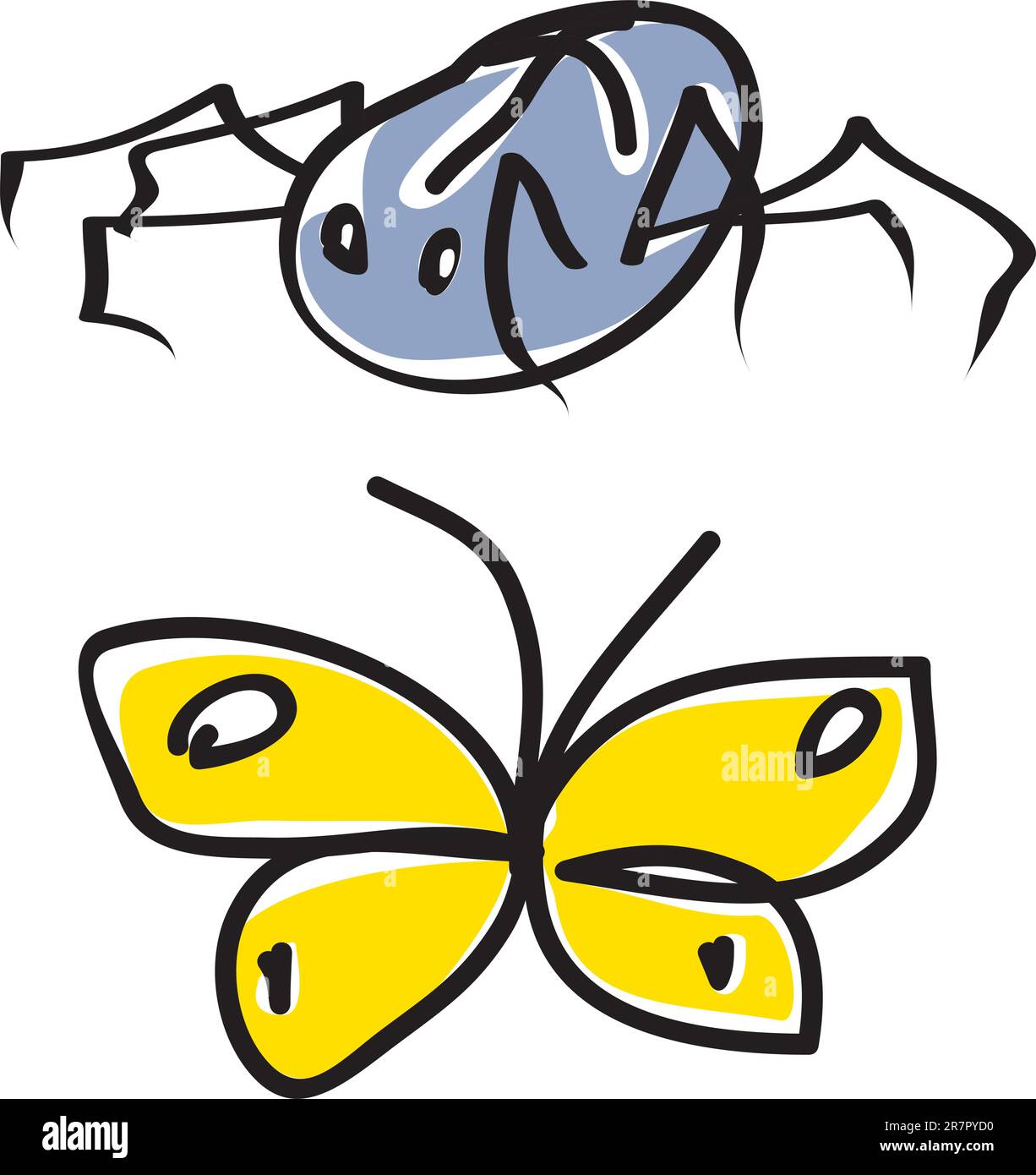 Spider and butterfly. Cartoon illustration Stock Vector Image & Art - Alamy