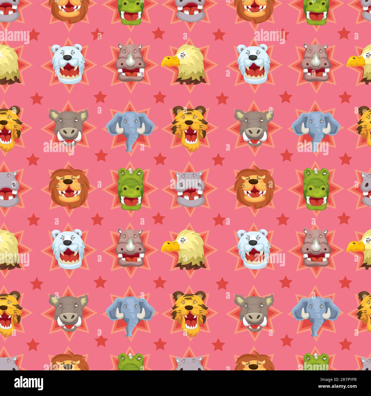 cartoon angry animal face seamless pattern Stock Vector Image & Art - Alamy