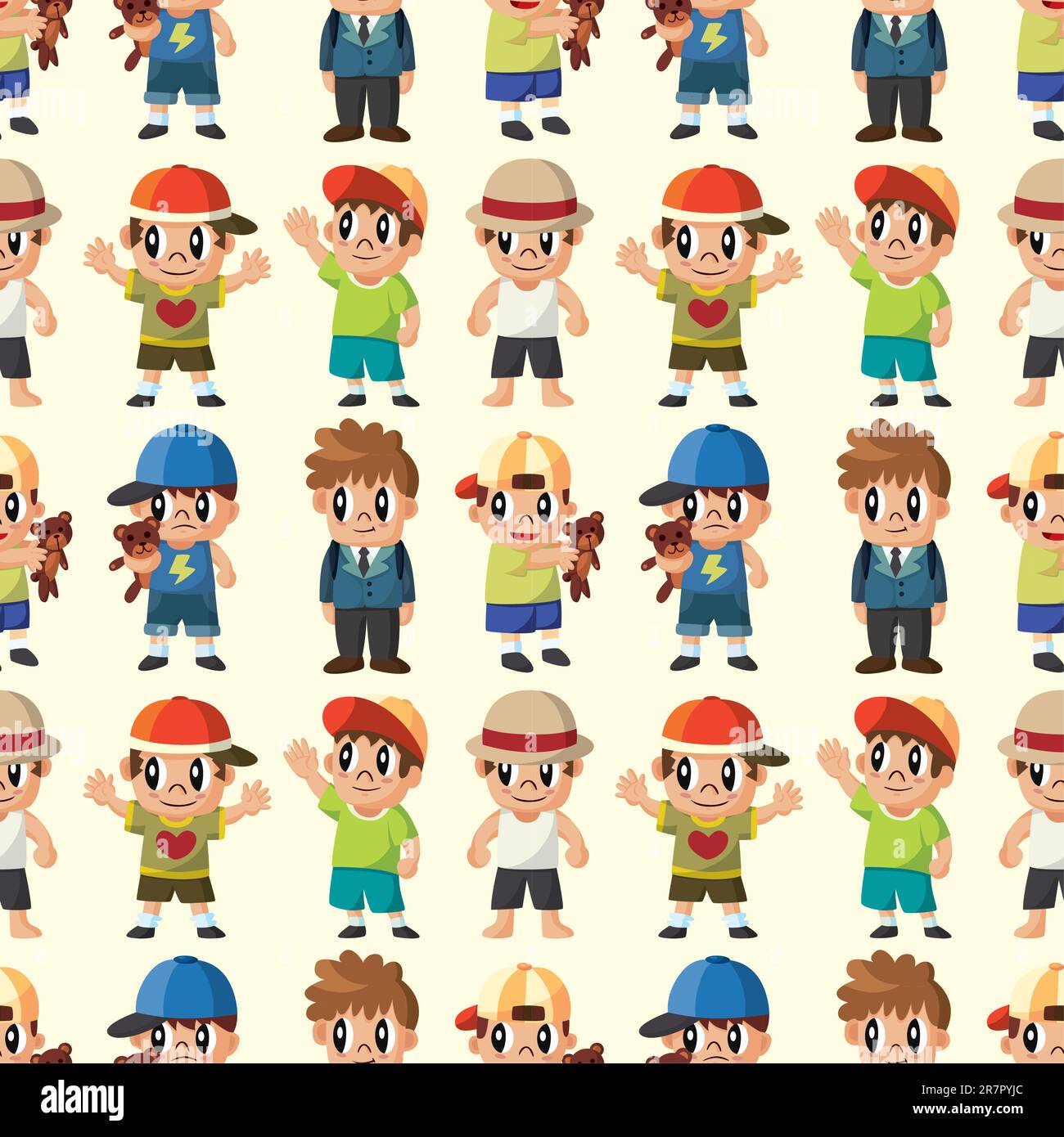 cartoon kid seamless pattern Stock Vector Image & Art - Alamy