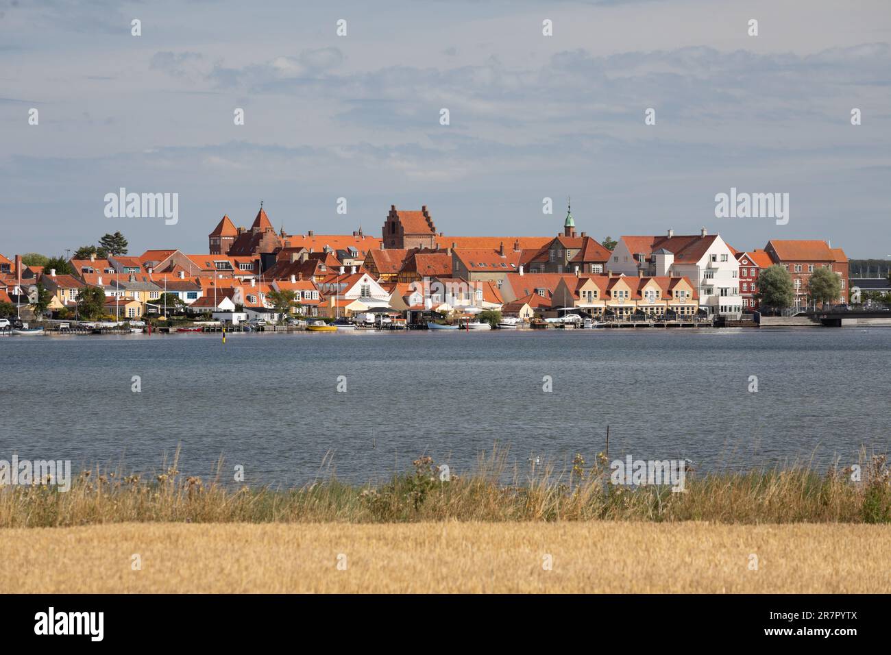 Red orange roofs of the village of Kerteminde, Funen, Denmark Stock ...