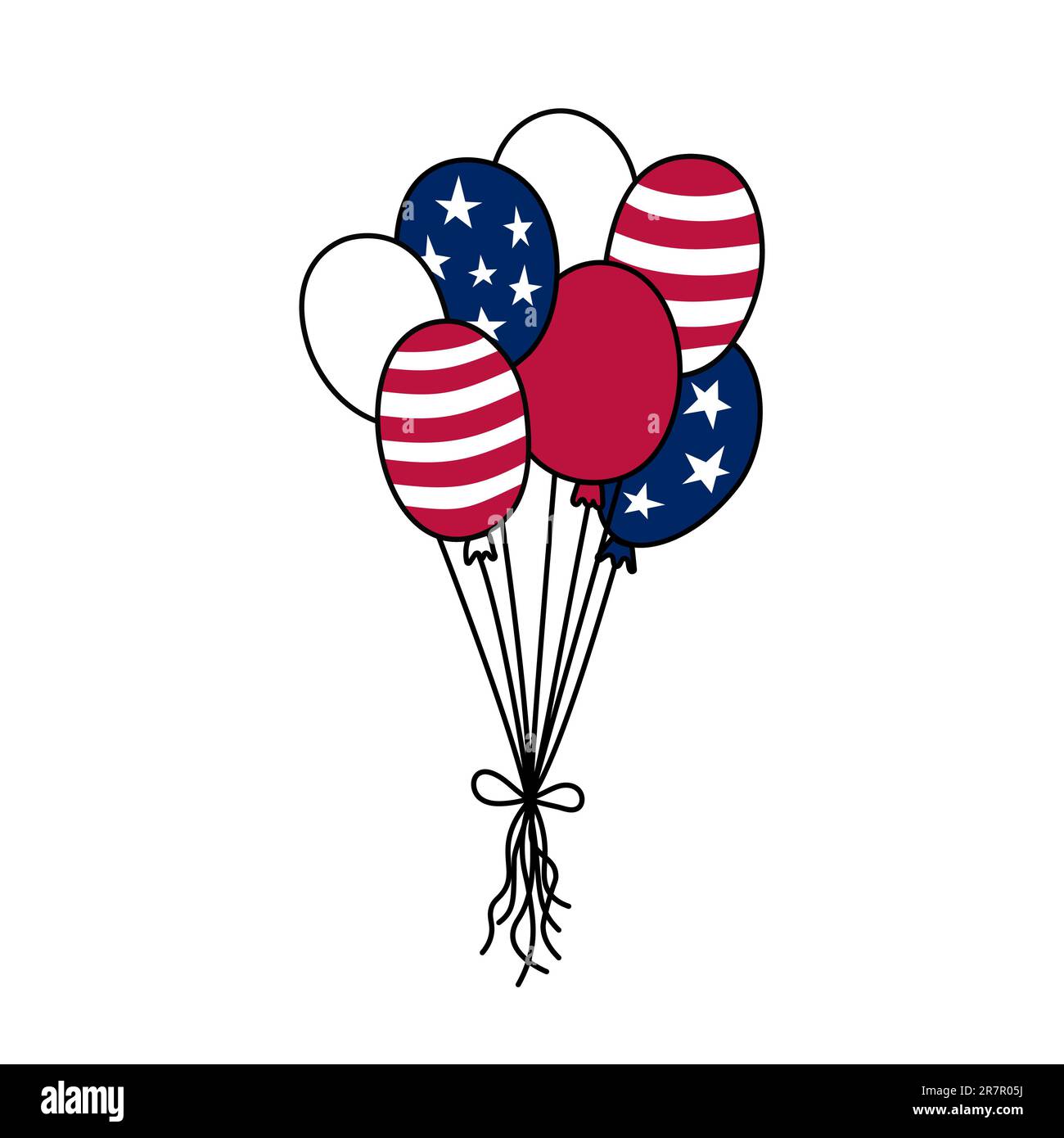 USA balloons bunch doodles. Vector illustration of decorative hand ...