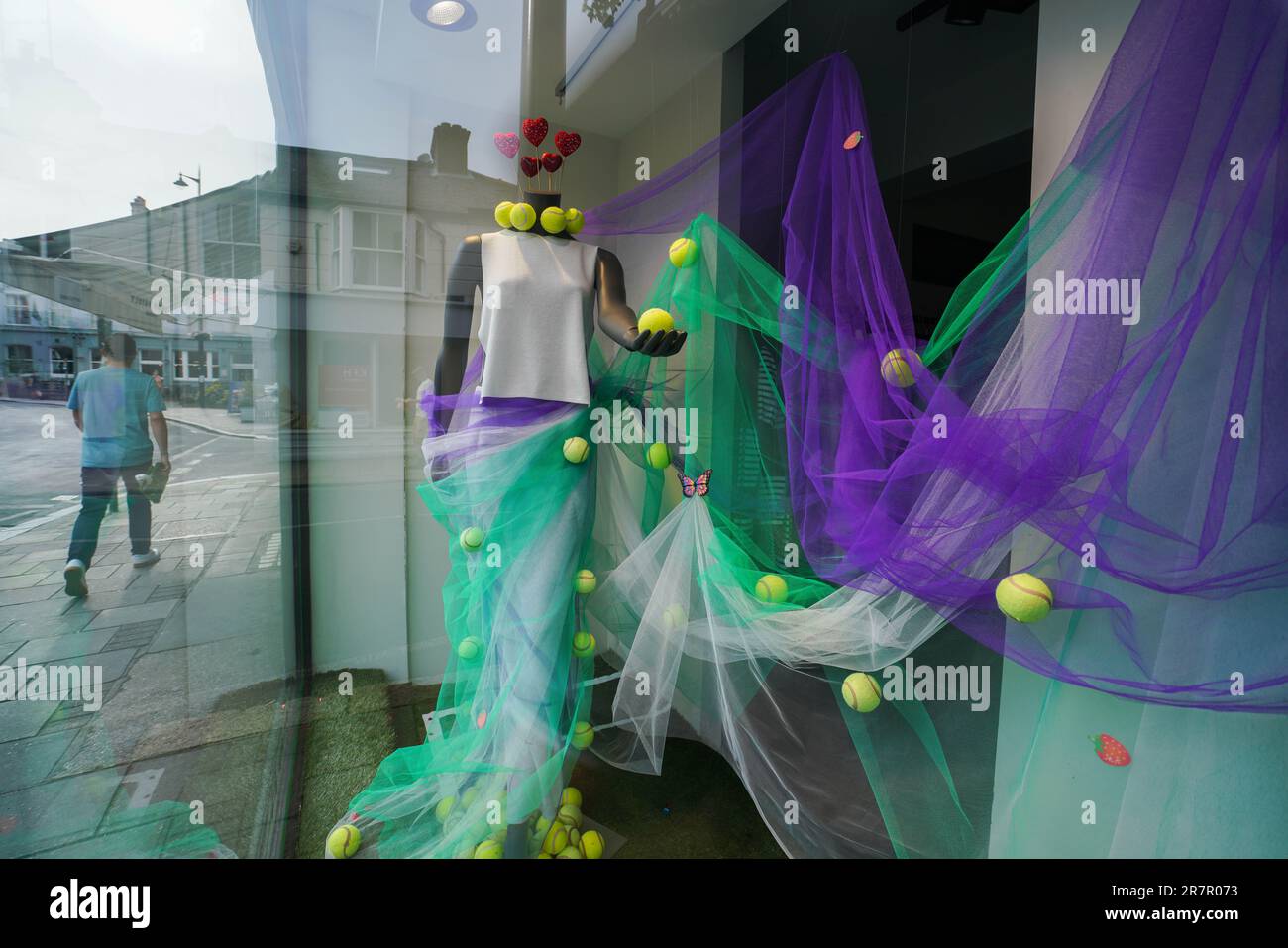 London UK. 17 June 2023 . Businesses and shops dress their windows in ...