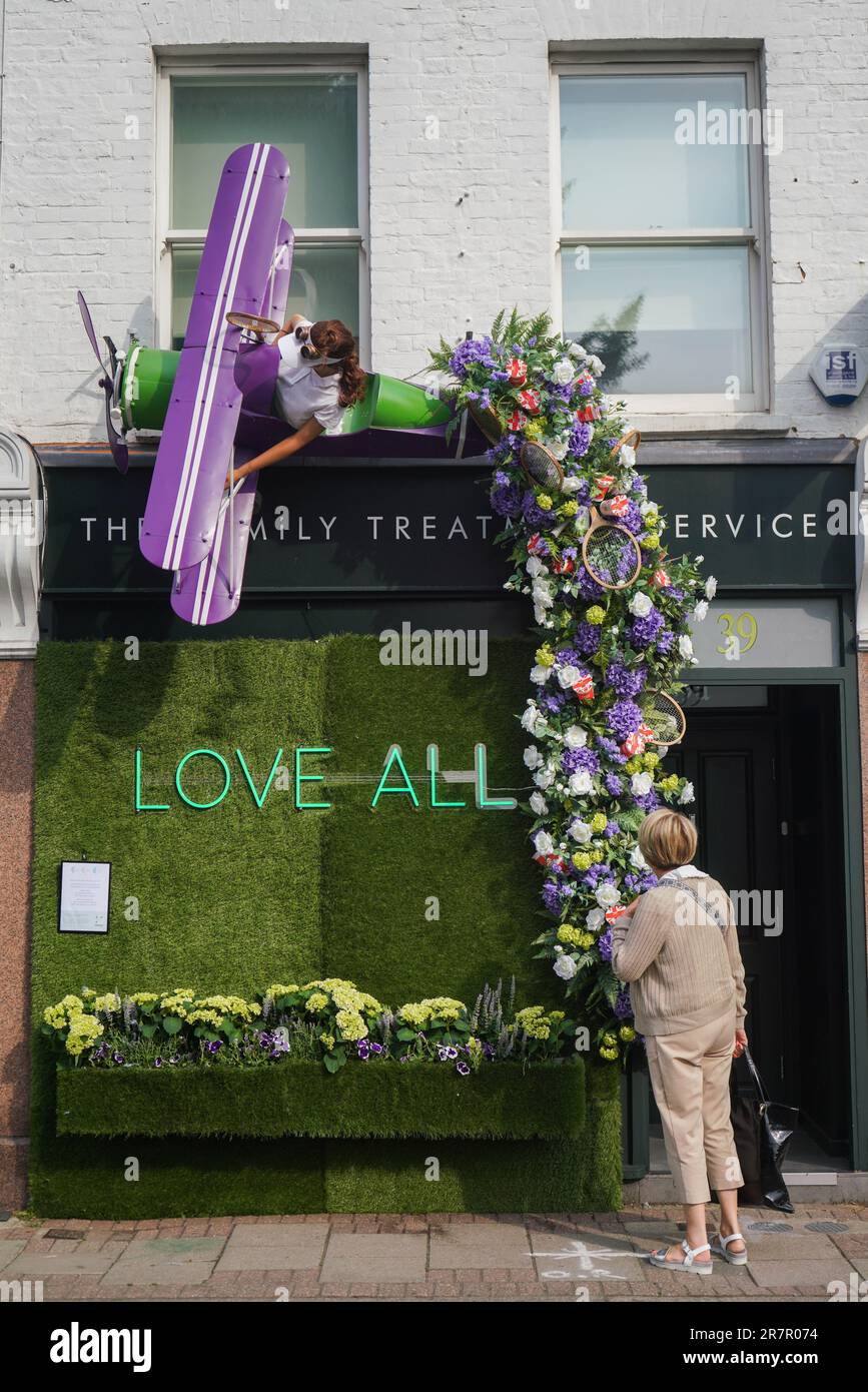 London UK. 17 June 2023 . Businesses and shops dress their windows in ...