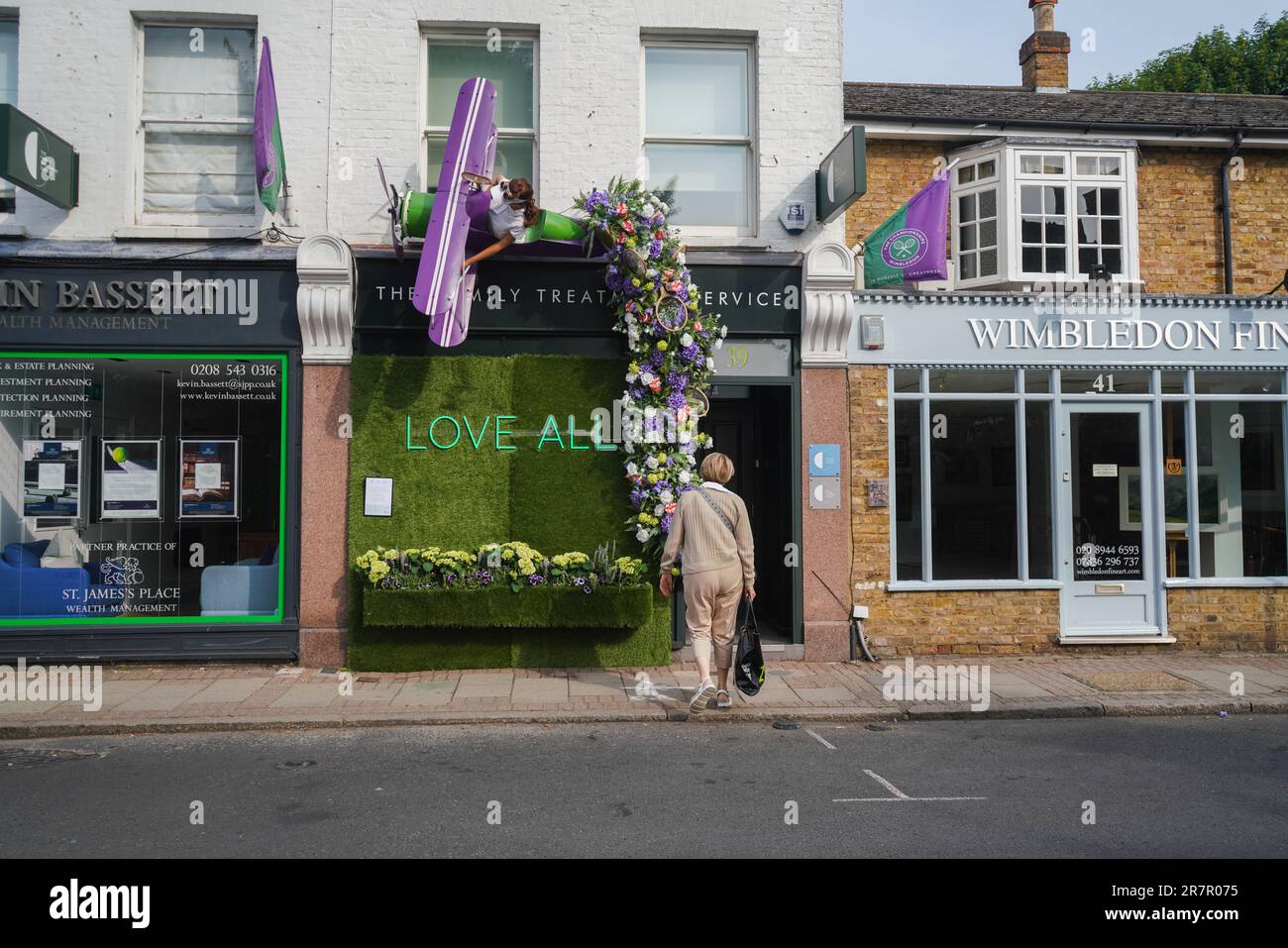 London UK. 17 June 2023 . Businesses and shops dress their windows in ...