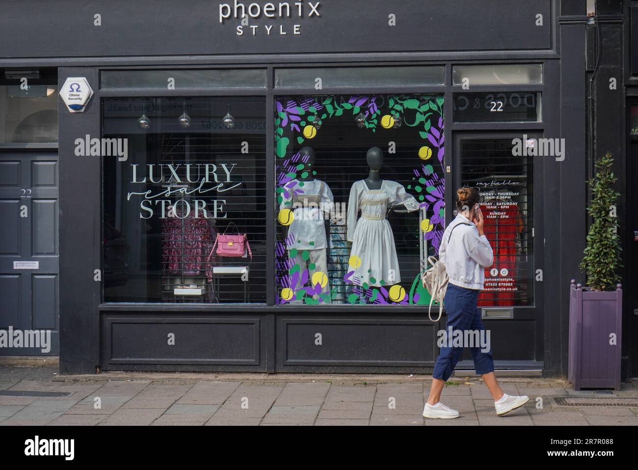 London UK. 17 June 2023 . Businesses and shops dress their windows in ...