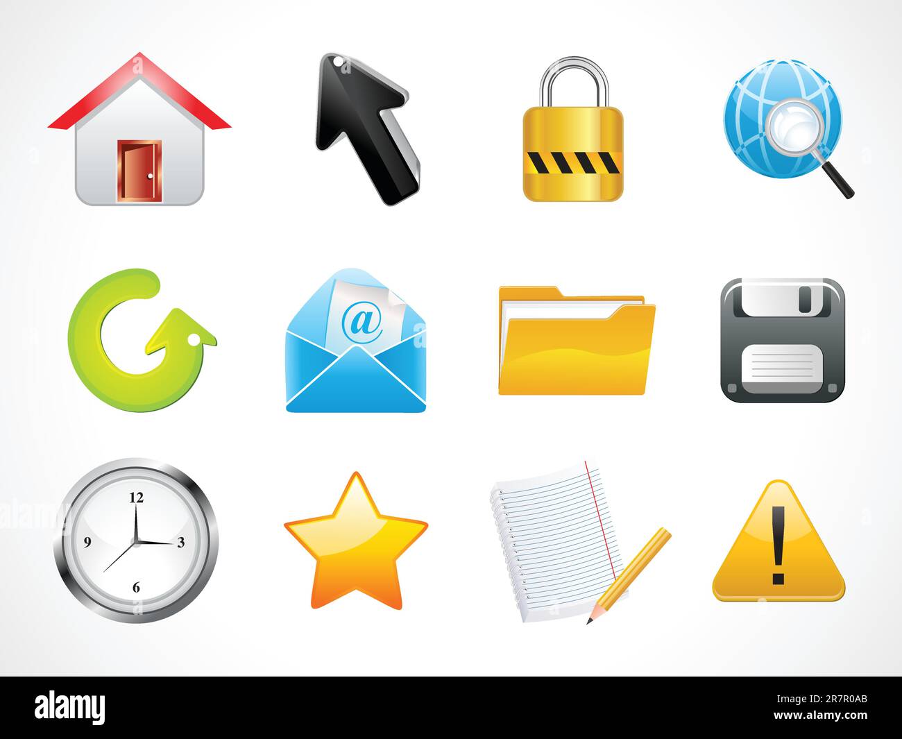 abstract glossy web icons set vector illustration Stock Vector Image ...