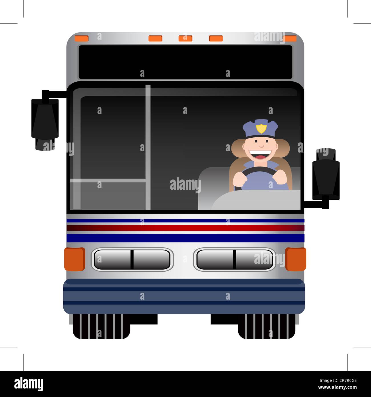 An image of the front view of a bus with driver Stock Vector Image ...