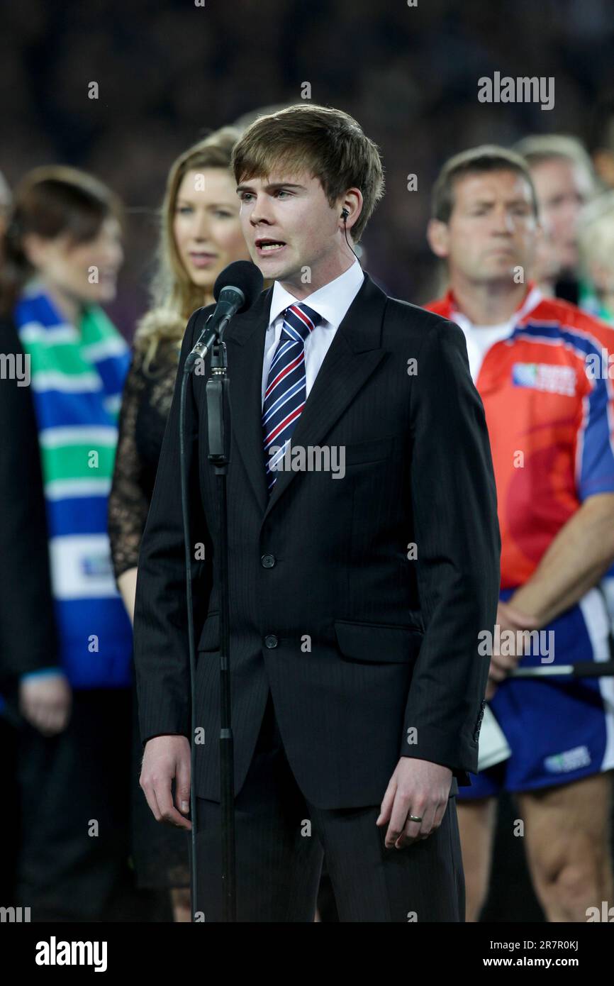 Singer Will Young performs the national anthem before New Zealand play ...