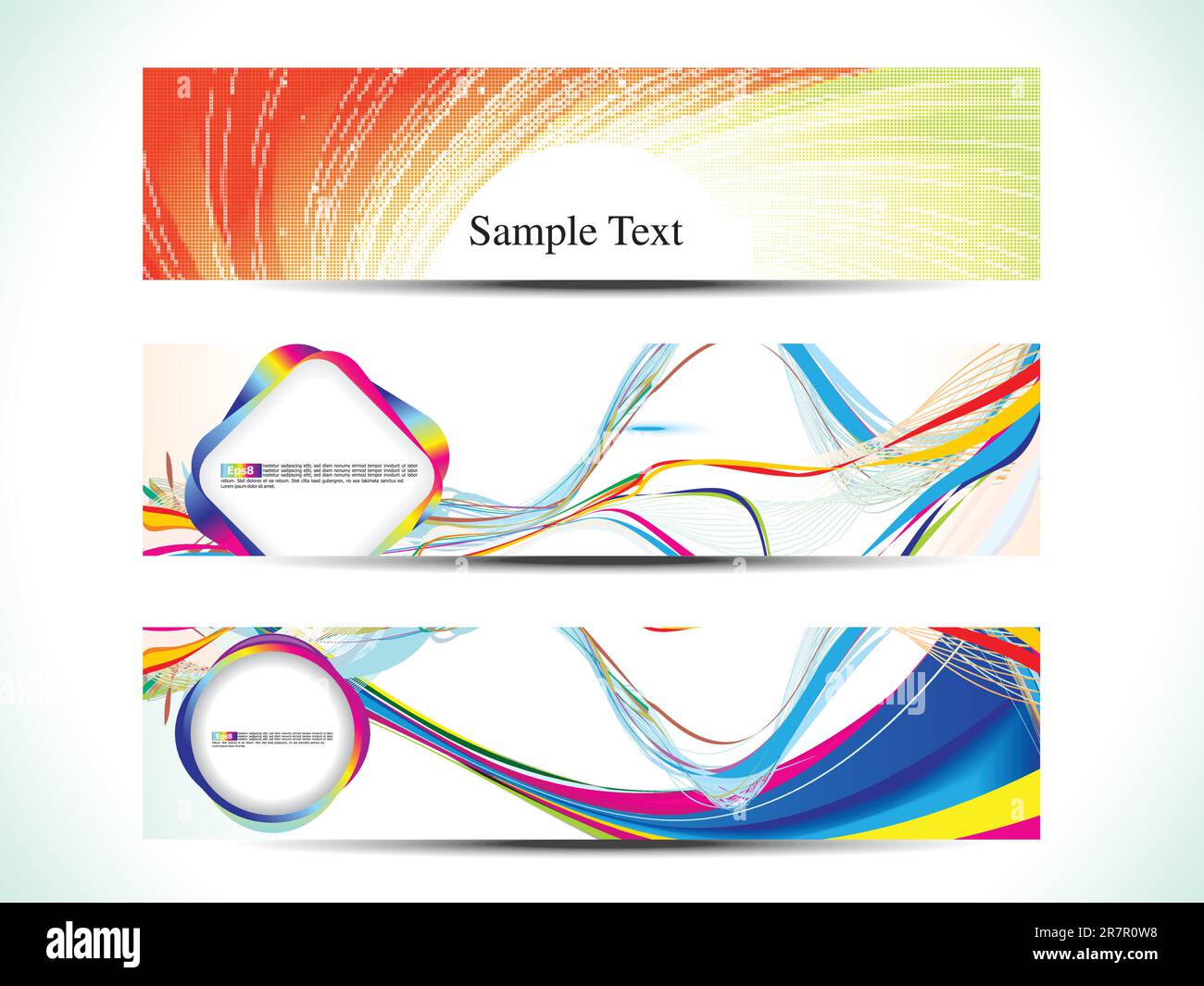 abstract colorful rainbow web banner set vector illustration Stock ...