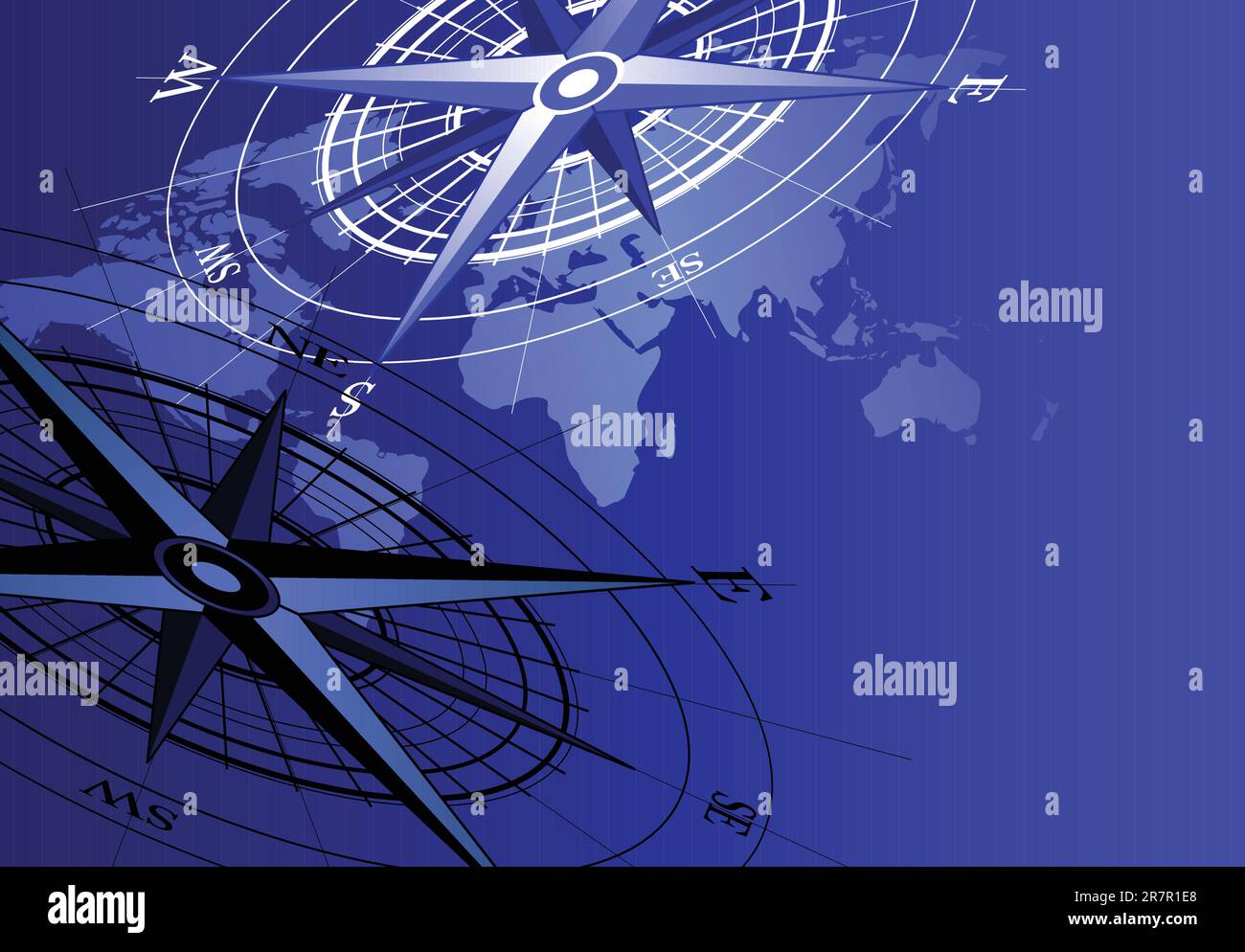 Abstract background with compass icon and world map Stock Vector Image ...