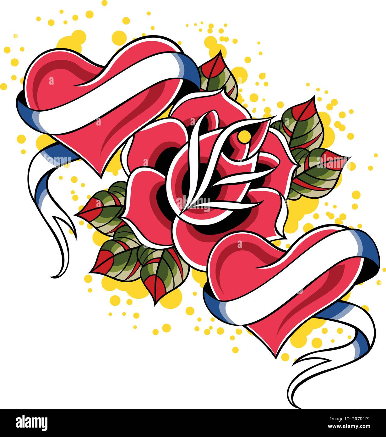 heart and rose ribbon banner Stock Vector Image & Art - Alamy