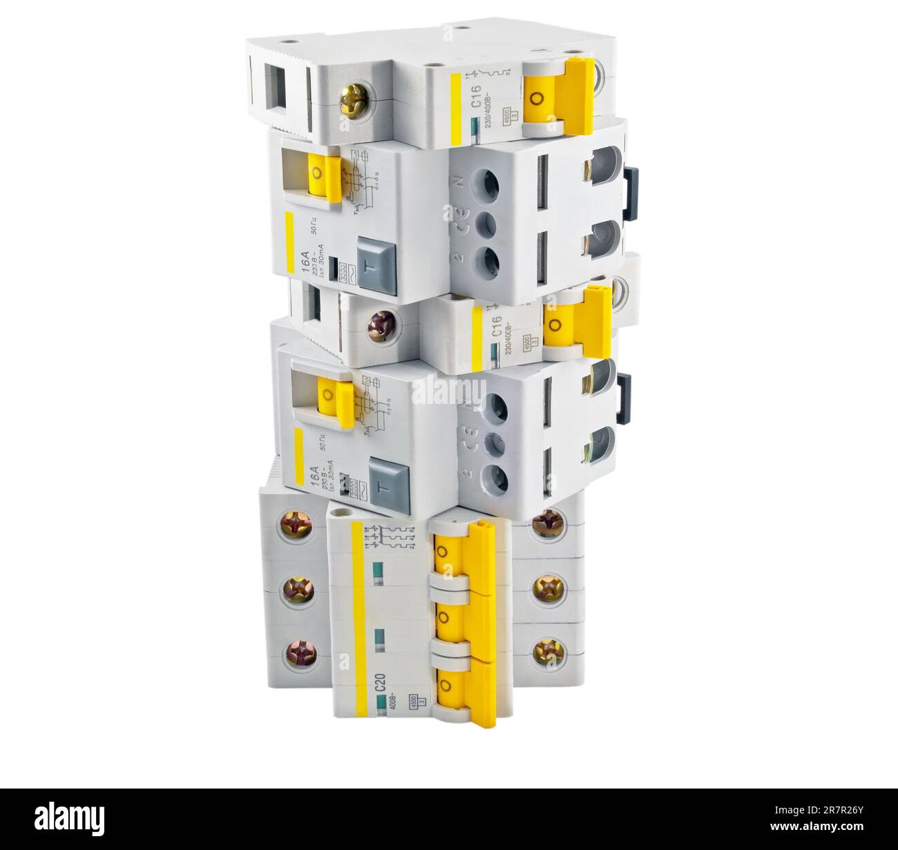 Automatic circuit breaker, isolated on a white background Stock Photo ...