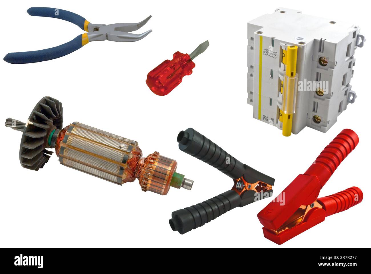 Electric components isolated on white Stock Photo - Alamy