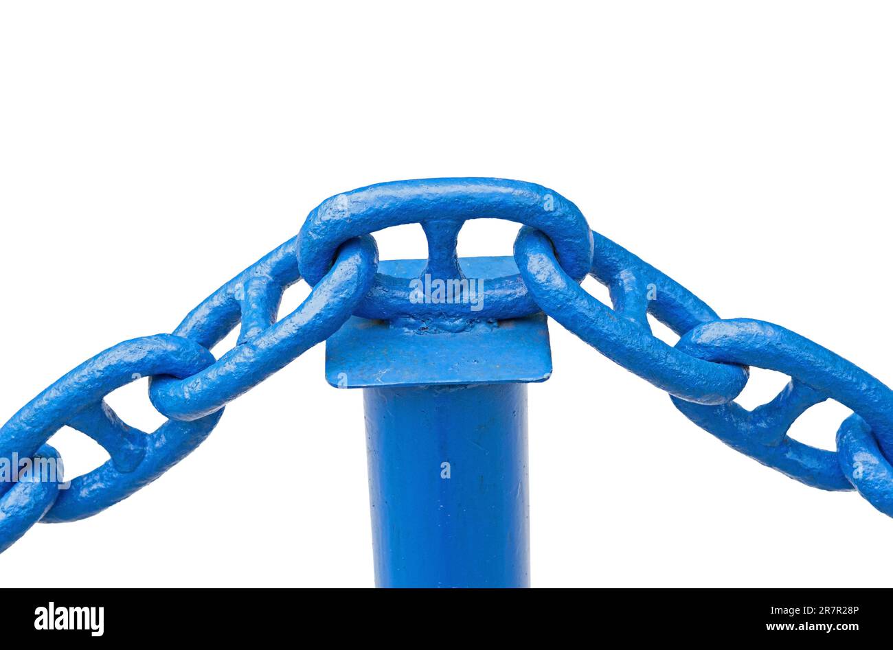 blue anchor chain on a white background Stock Photo - Alamy