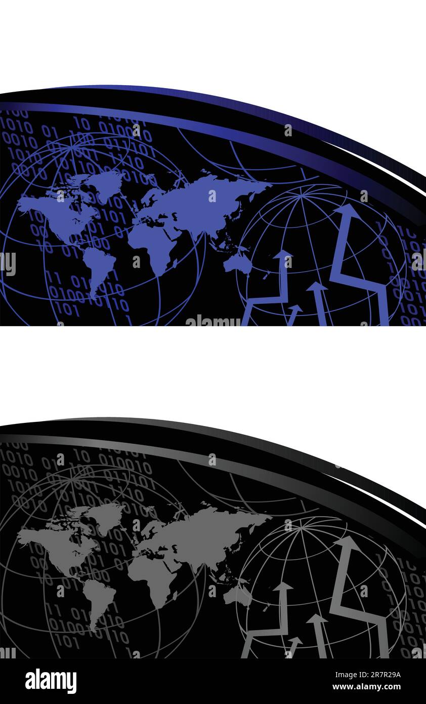 Abstract background with world map, globes and digital numbers Stock ...