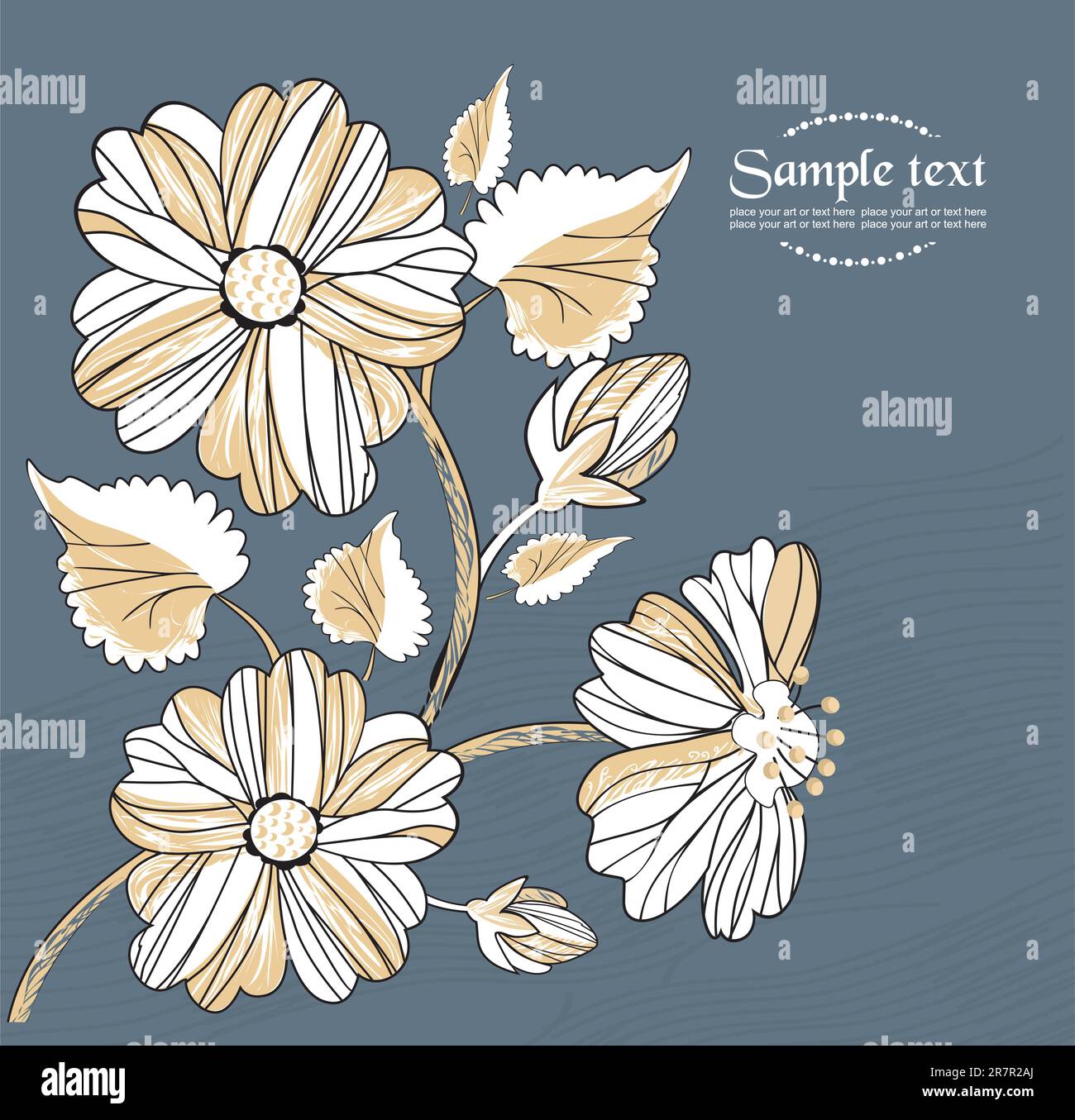 vector drawing of the flowers in retro style - easy to modify Stock ...