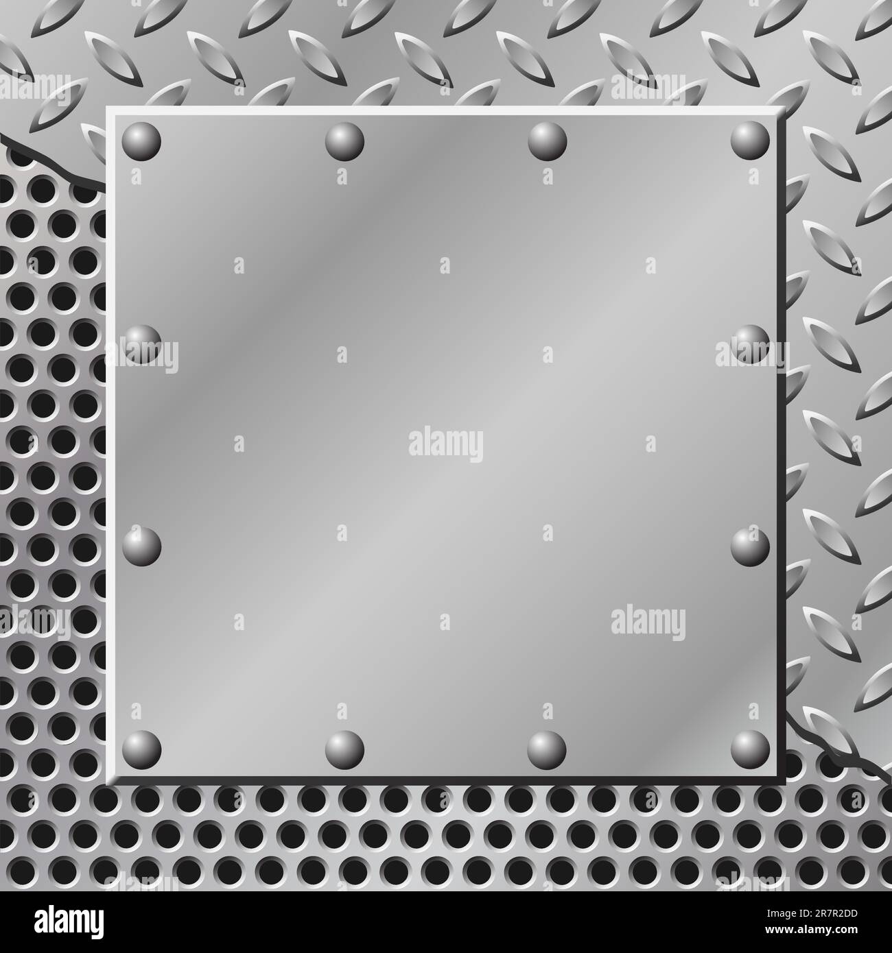 A Metal Background with Tread Plate, Mesh and Rivets Stock Vector Image ...