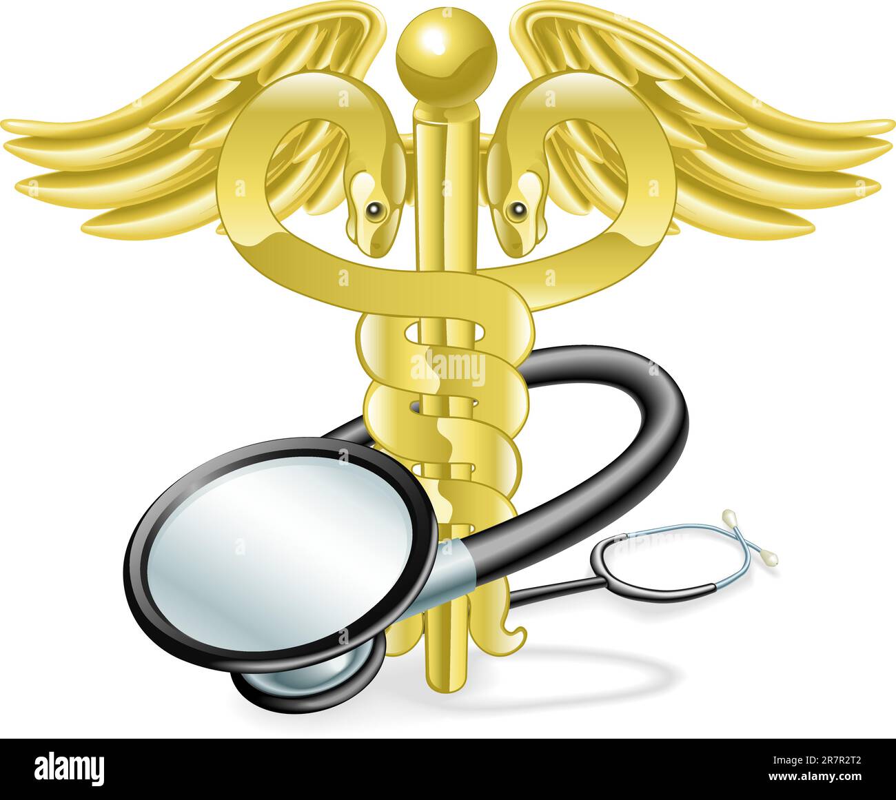 Caduceus with stethoscope wrapped round it medical healthcare concept ...