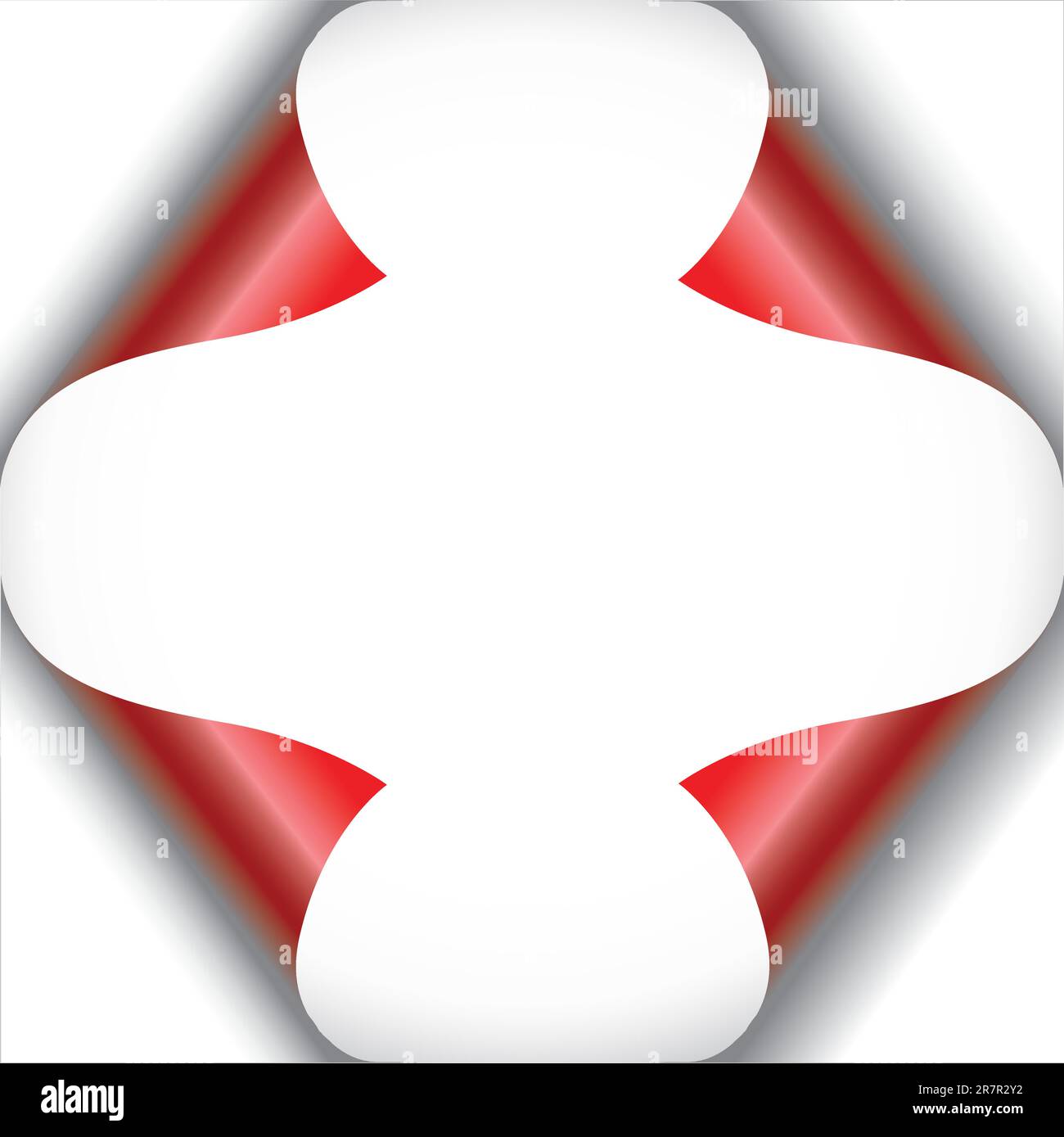 Clean sheet of a paper with the bent red edges on a white background ...