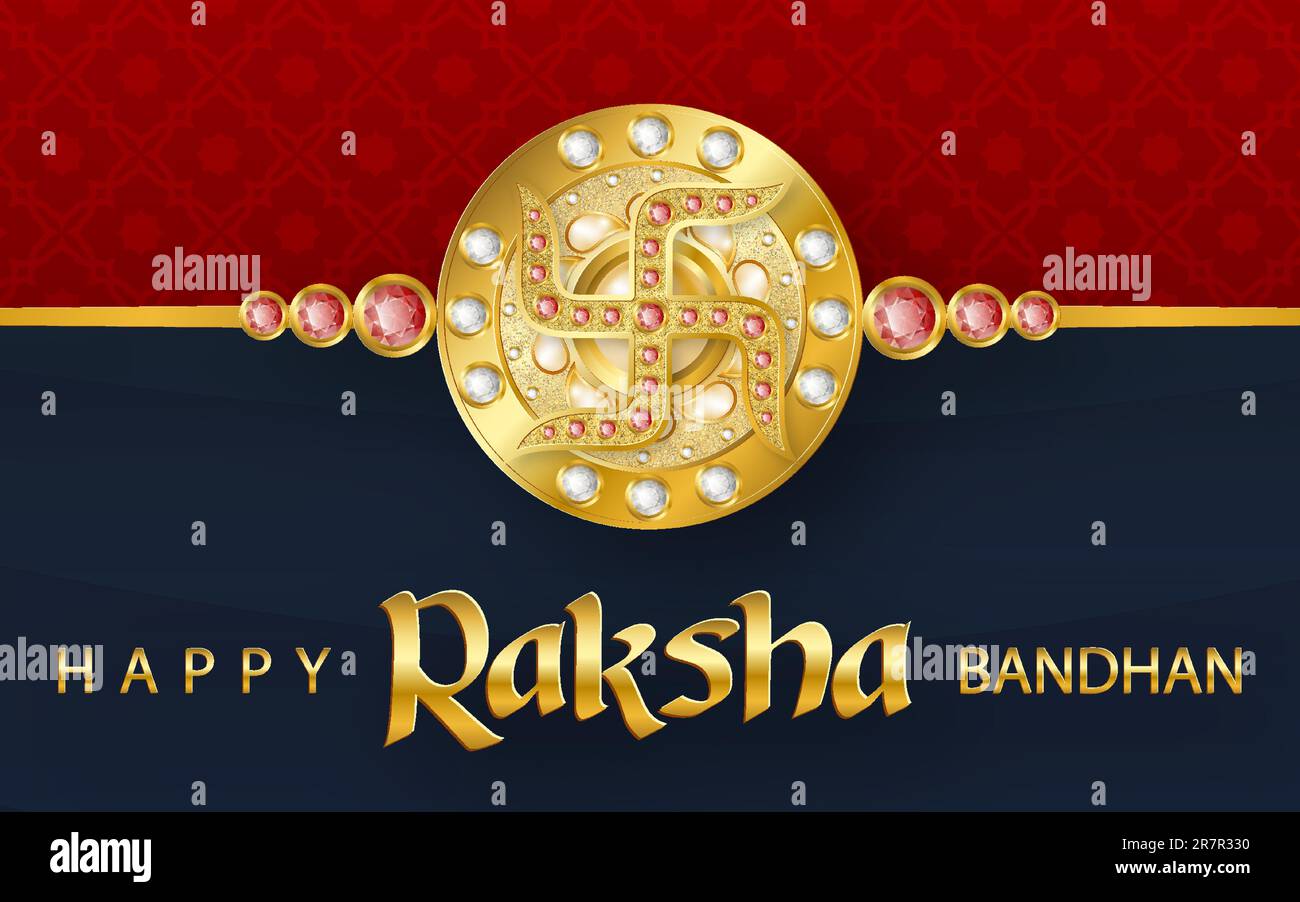 Happy Raksha Bandhan, the Indian festival, with rakhi elements and ...
