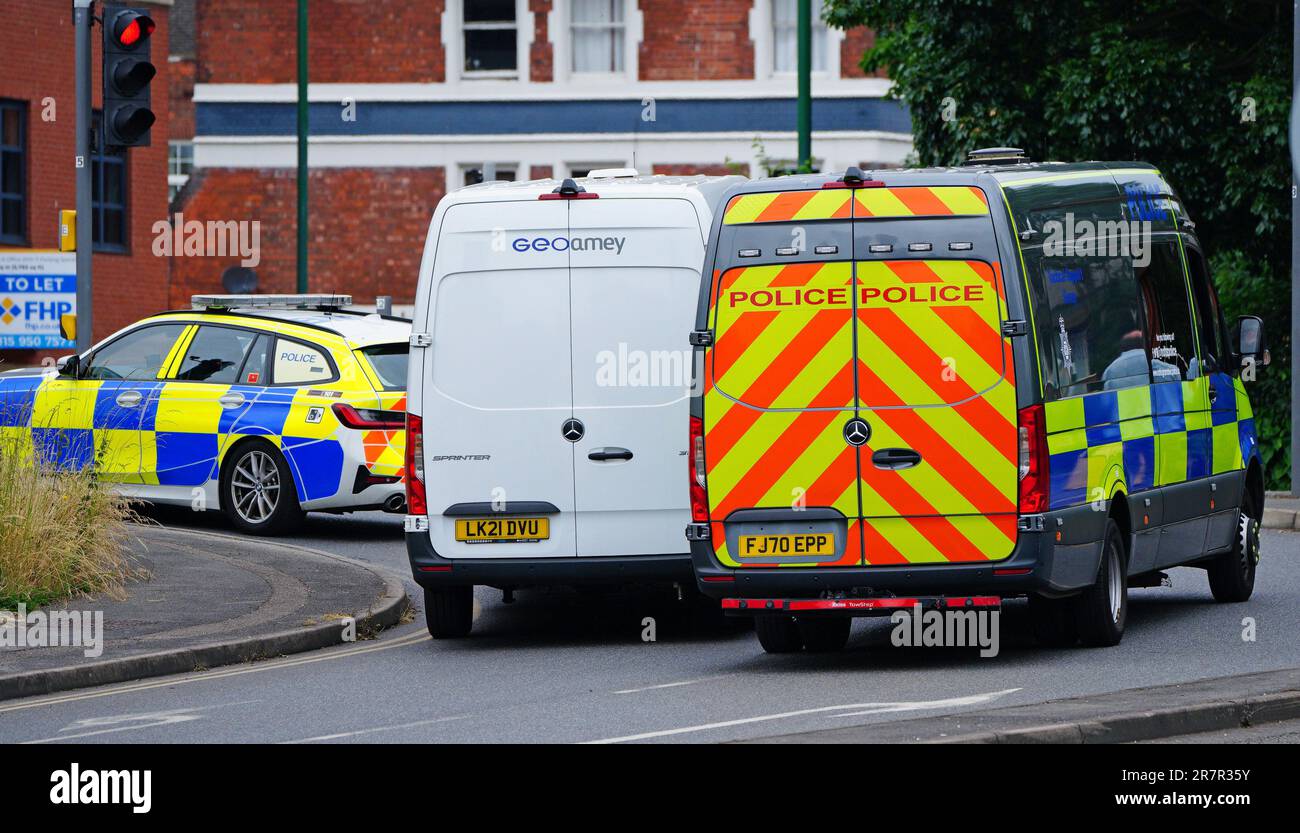 A prison van with a police escort leaves Nottingham Magistrates' Court ...