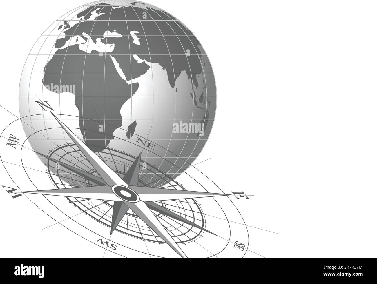 World map with compass rose hi-res stock photography and images - Alamy