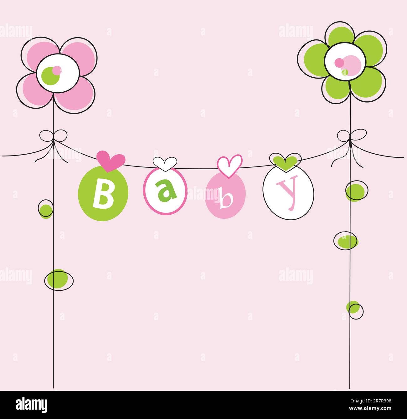 Cute pink and purple baby girl announcement shower invitation Stock ...