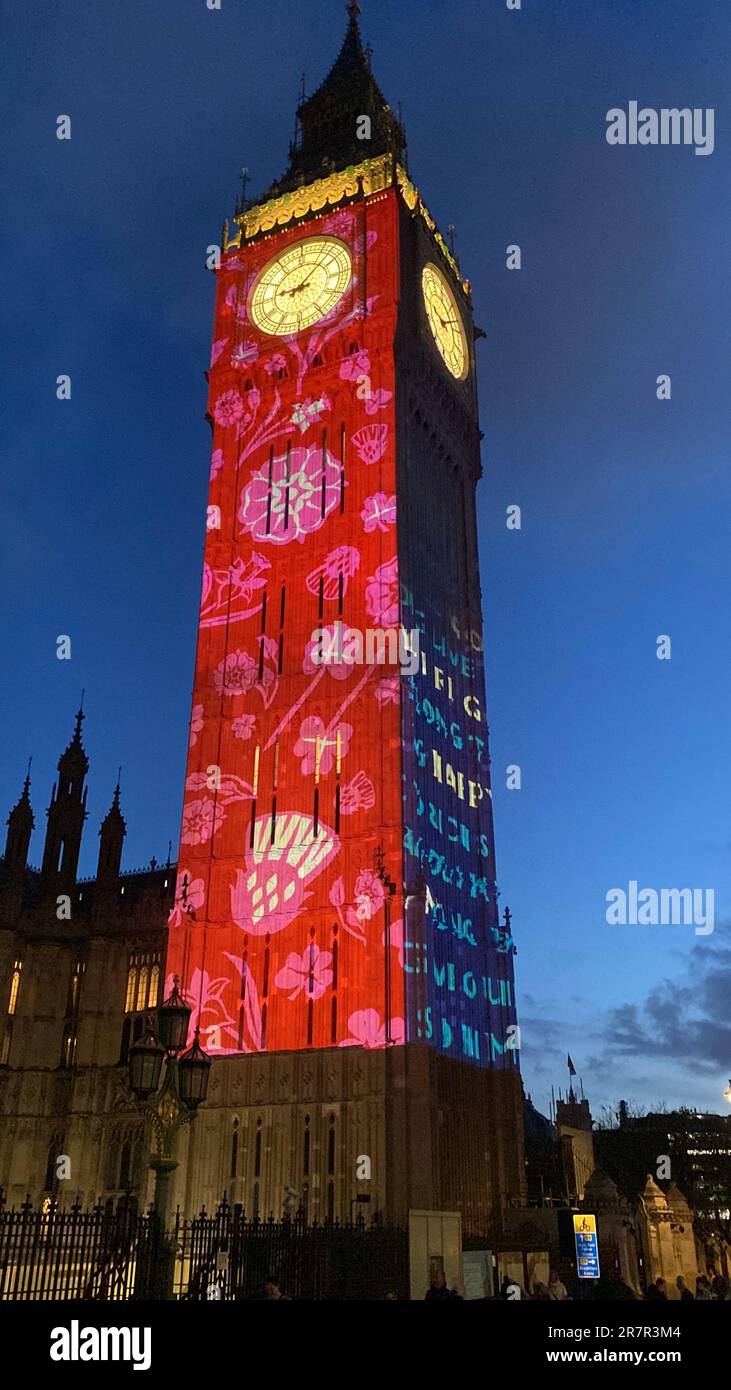 Big Ben lit up to celebrate the Coronation of King Charles . Big Ben ...