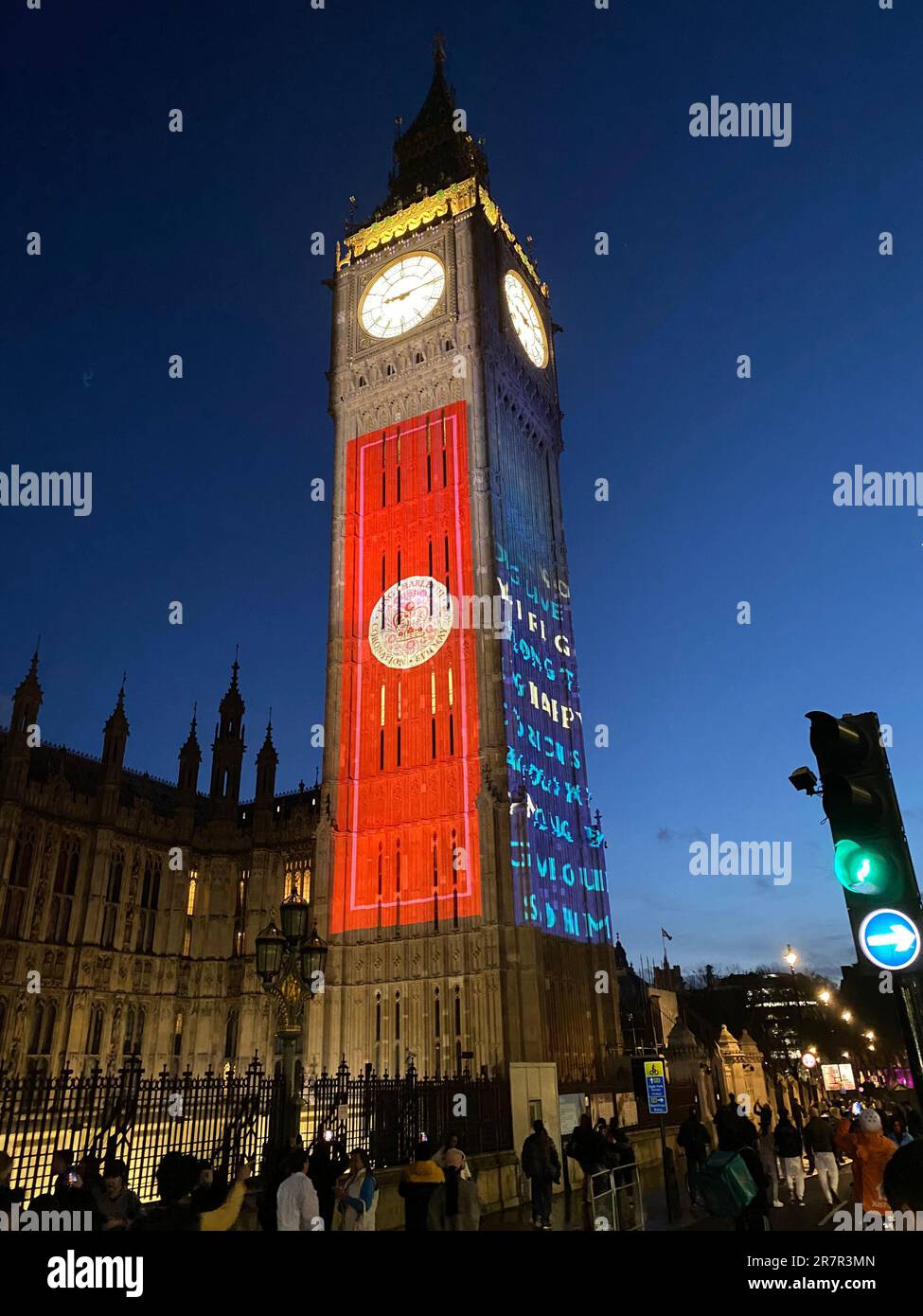 Big Ben lit up to celebrate the Coronation of King Charles . Big Ben ...