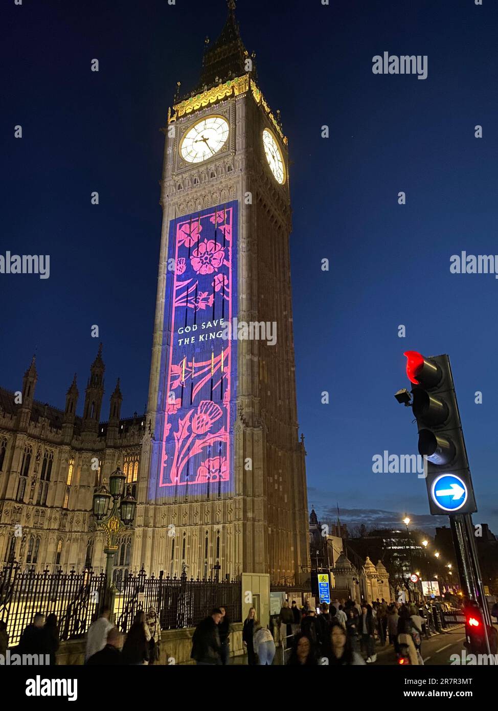 Big Ben lit up to celebrate the Coronation of King Charles . Big Ben ...