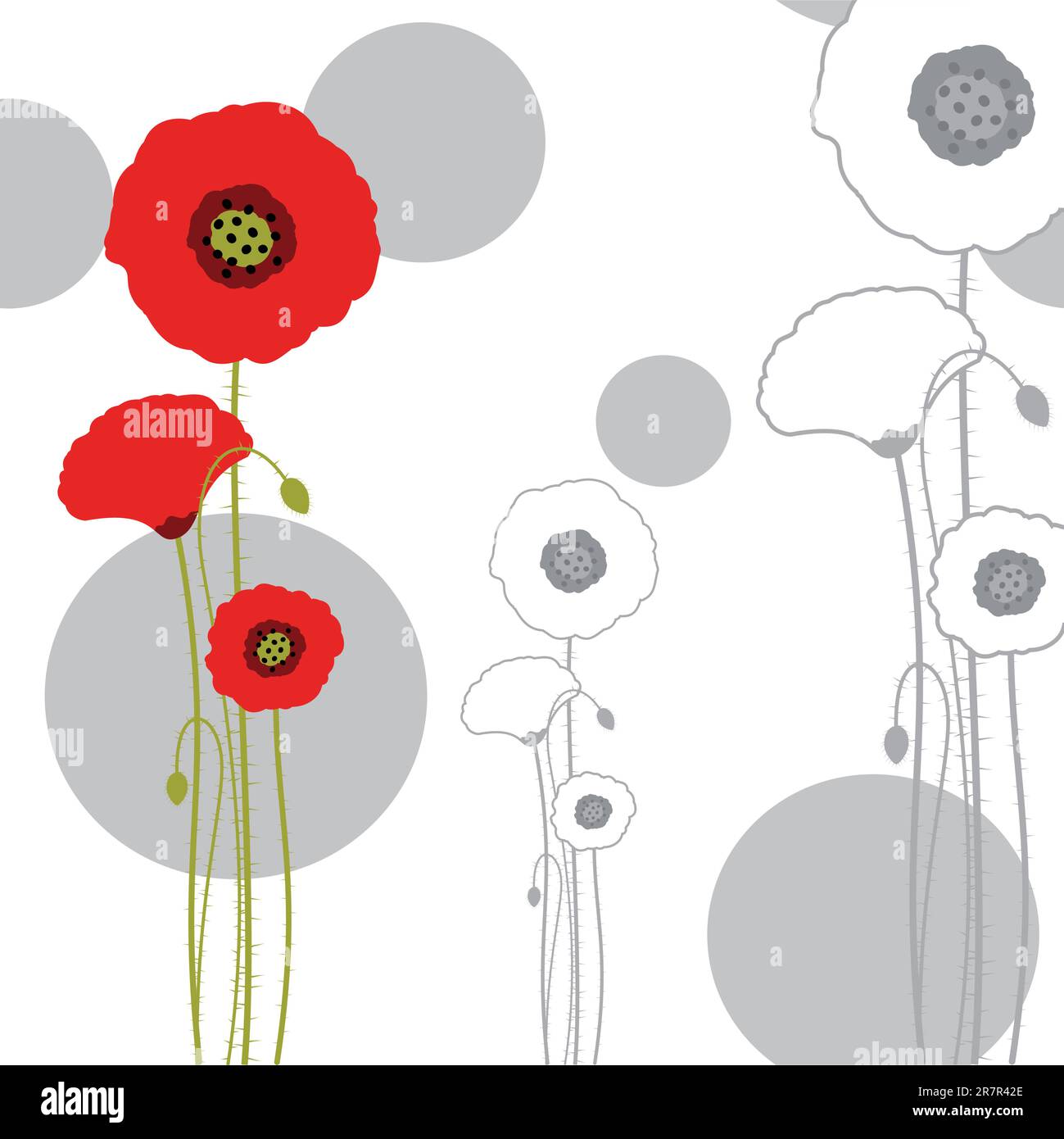 Abstract red poppy on seamless pattern background Stock Vector Image ...