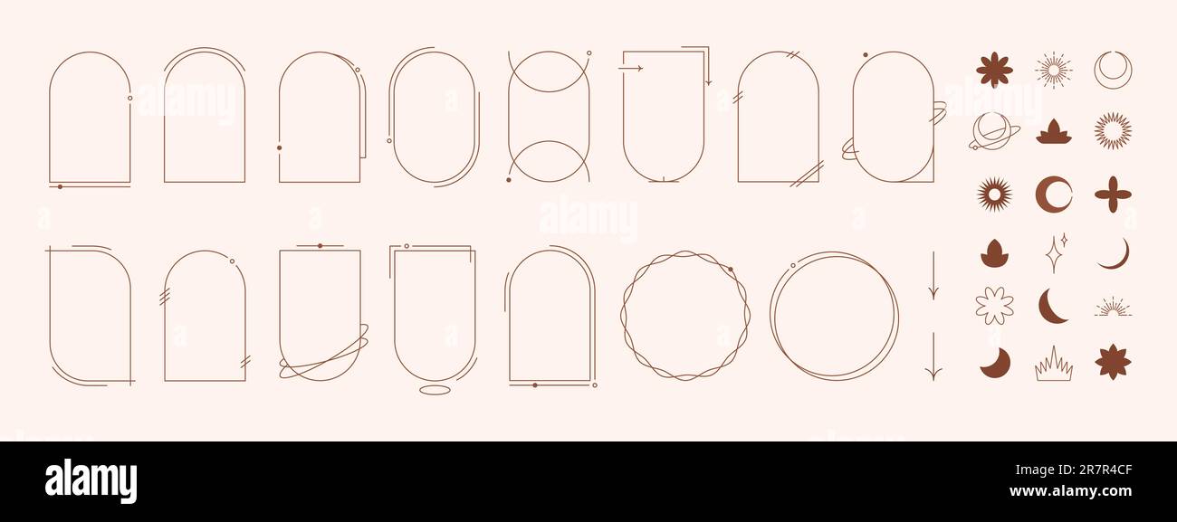 Minimalistic aesthetic elements and frames. Y2k line art design Stock Vector Image & Art - Alamy