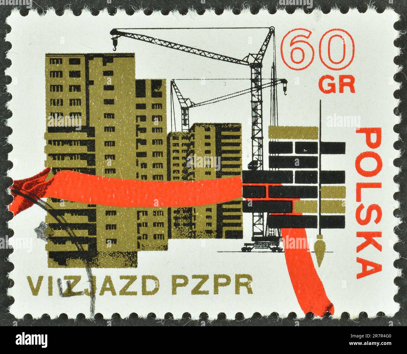 Cancelled postage stamp printed by Poland, that shows Apartment Houses ...