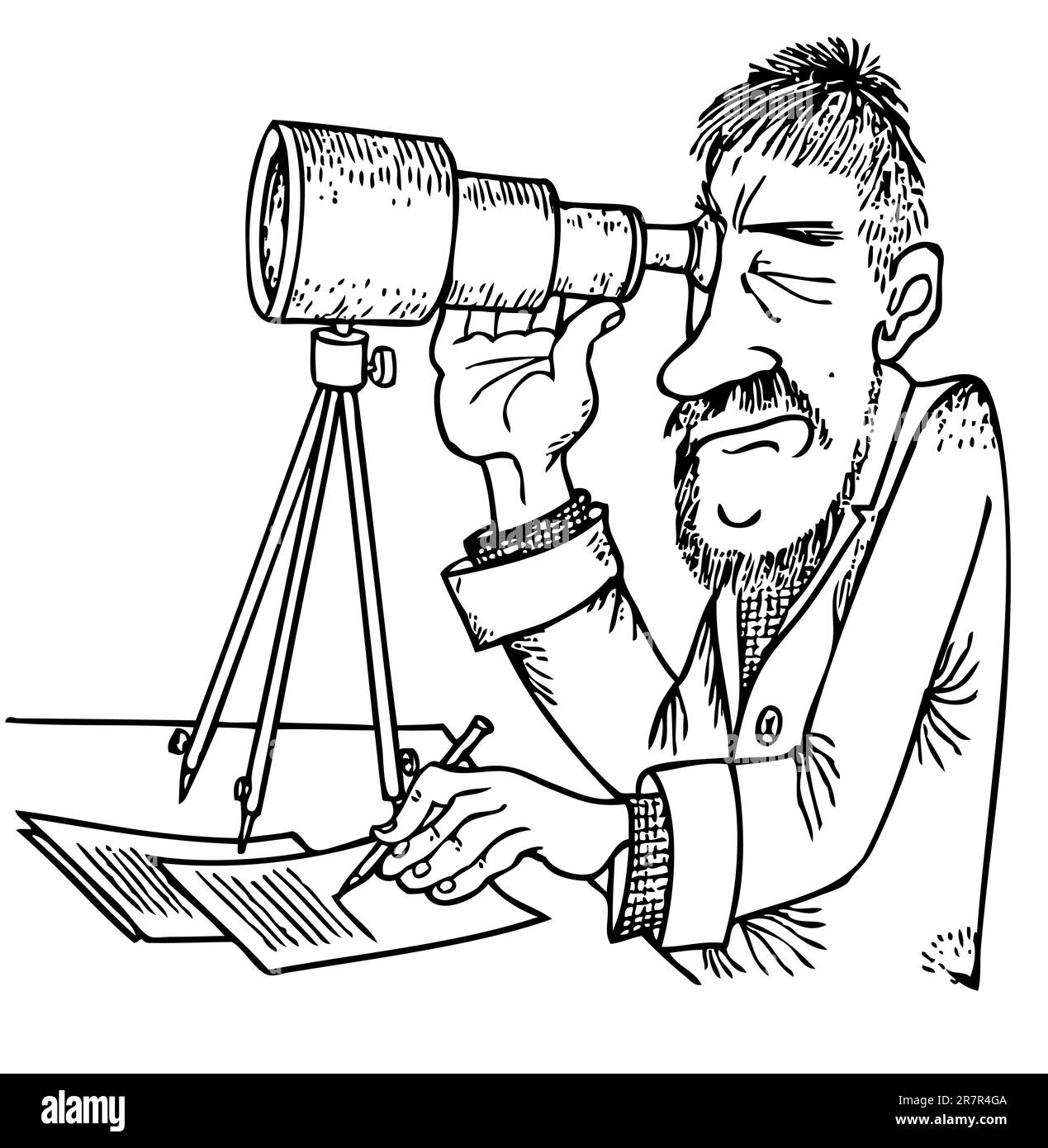 Man looking through lens Stock Vector Images - Alamy