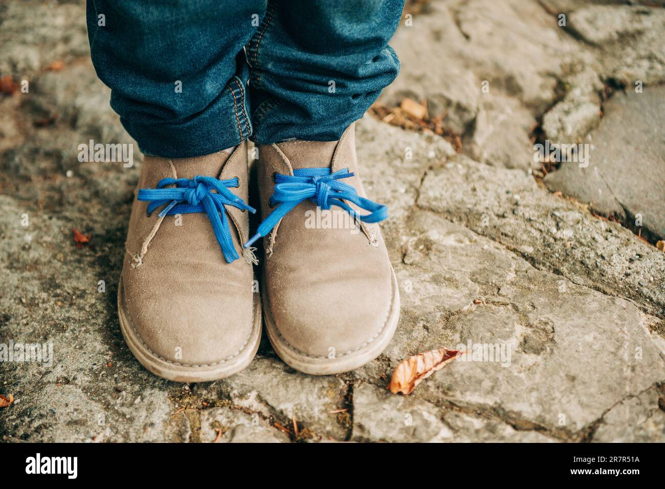 Fashion lace shoes on kid's feet, footwear for children Stock Photo - Alamy