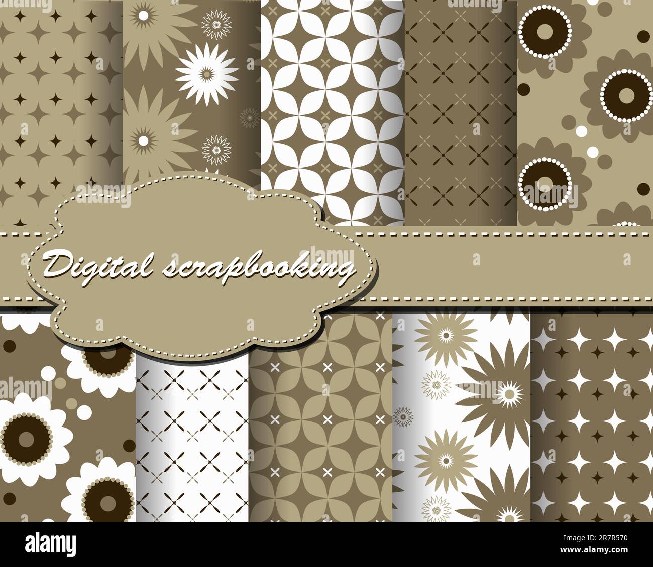set of vector flower paper for scrapbook Stock Vector Image & Art - Alamy