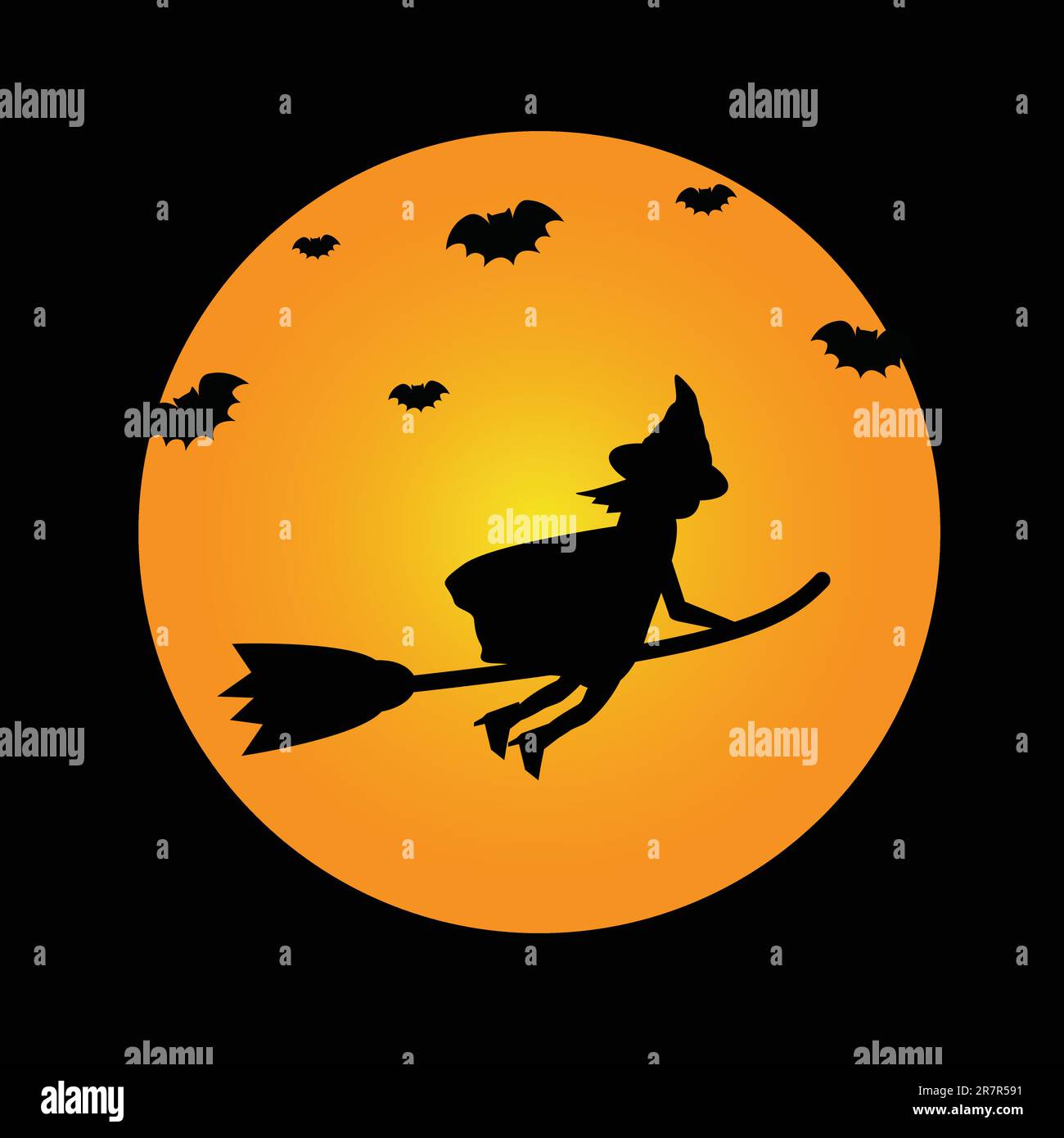 Halloween witch riding broomstick Stock Vector Image & Art - Alamy