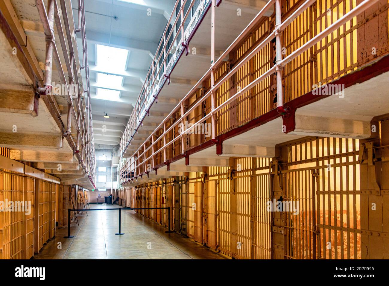 Corridor of a module and block of the federal prison on Alcatraz Island ...