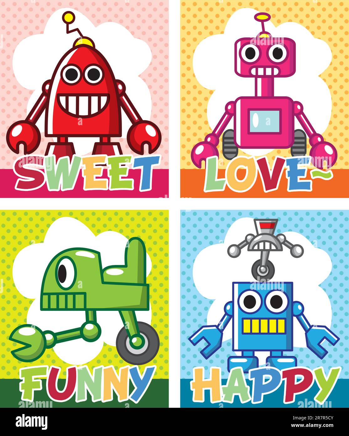 cartoon robot card Stock Vector Image & Art - Alamy