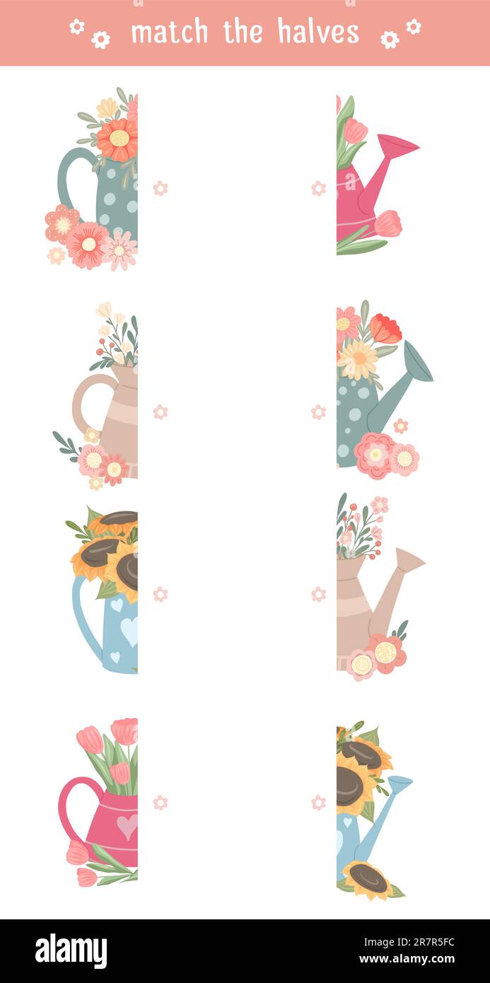 Find right half for various watering cans with bouquets of flowers ...