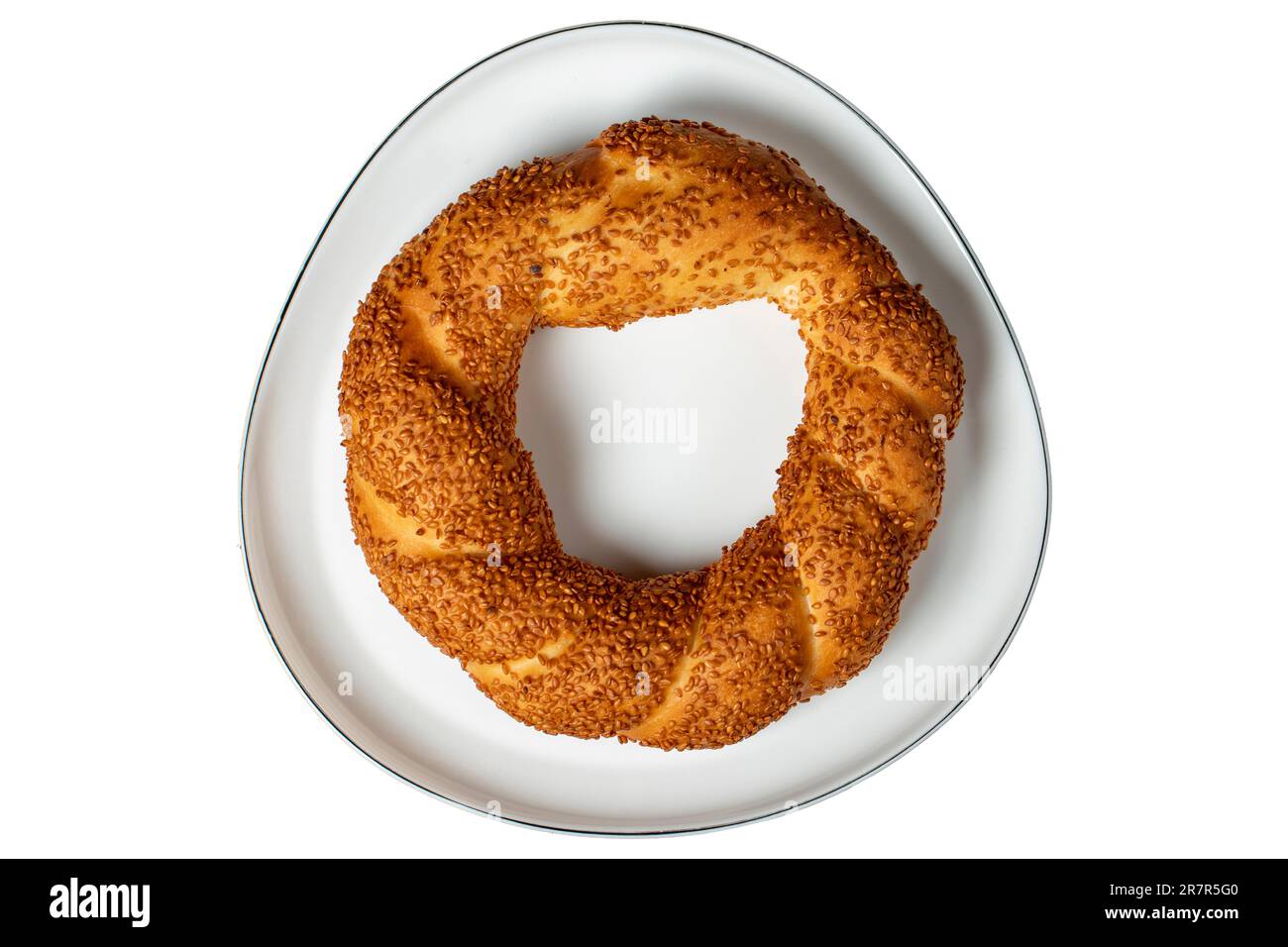 Sesame bagel on dark background. Turkish street food circular bread ...