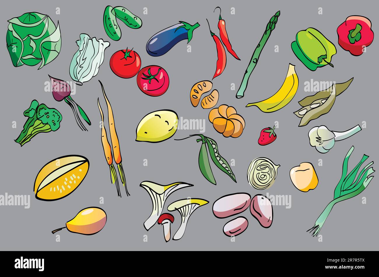 clip-art of fruits and vegetables Stock Vector Image & Art - Alamy