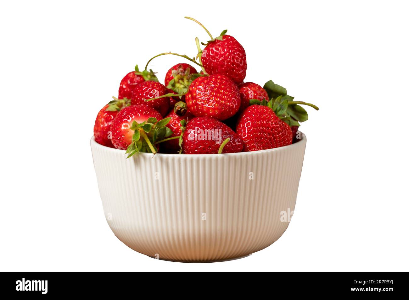 Strawberry in bowl. Organic farm products. Fresh strawberries isolated ...