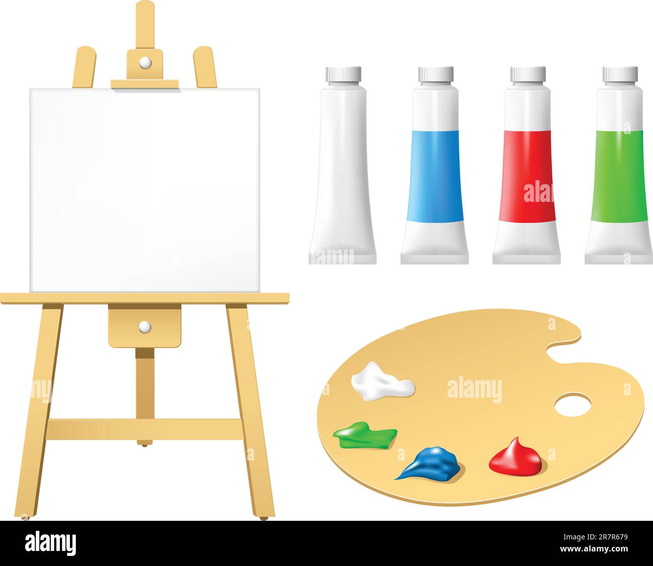 Easel blank canvas palette Stock Vector Images - Alamy