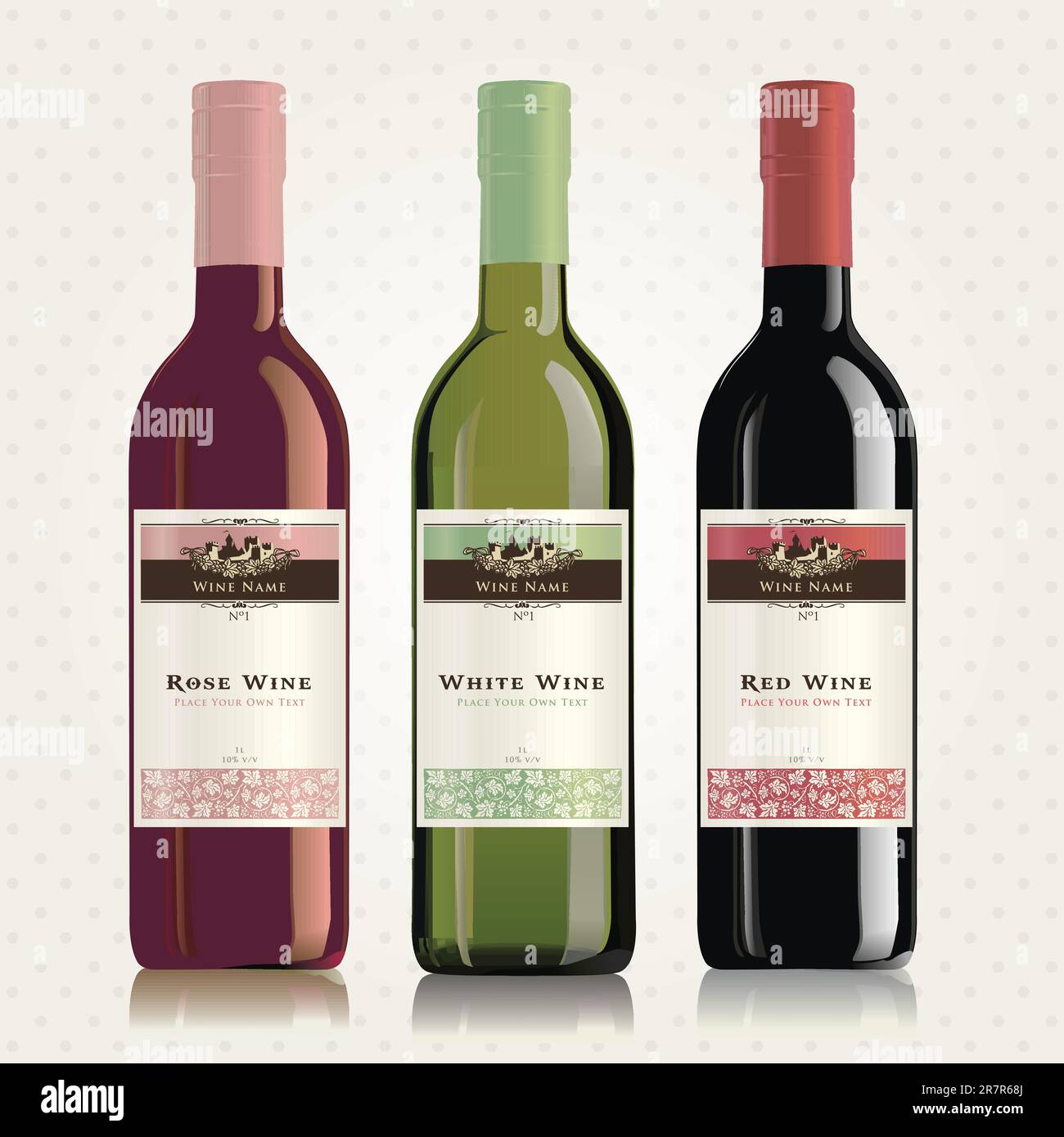 Collection of wine labels and bottles for presentation Stock Vector ...