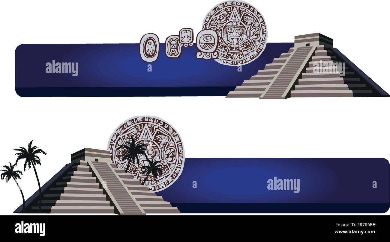 Illustration mayan pyramid ancient glyphs Stock Vector Images - Alamy