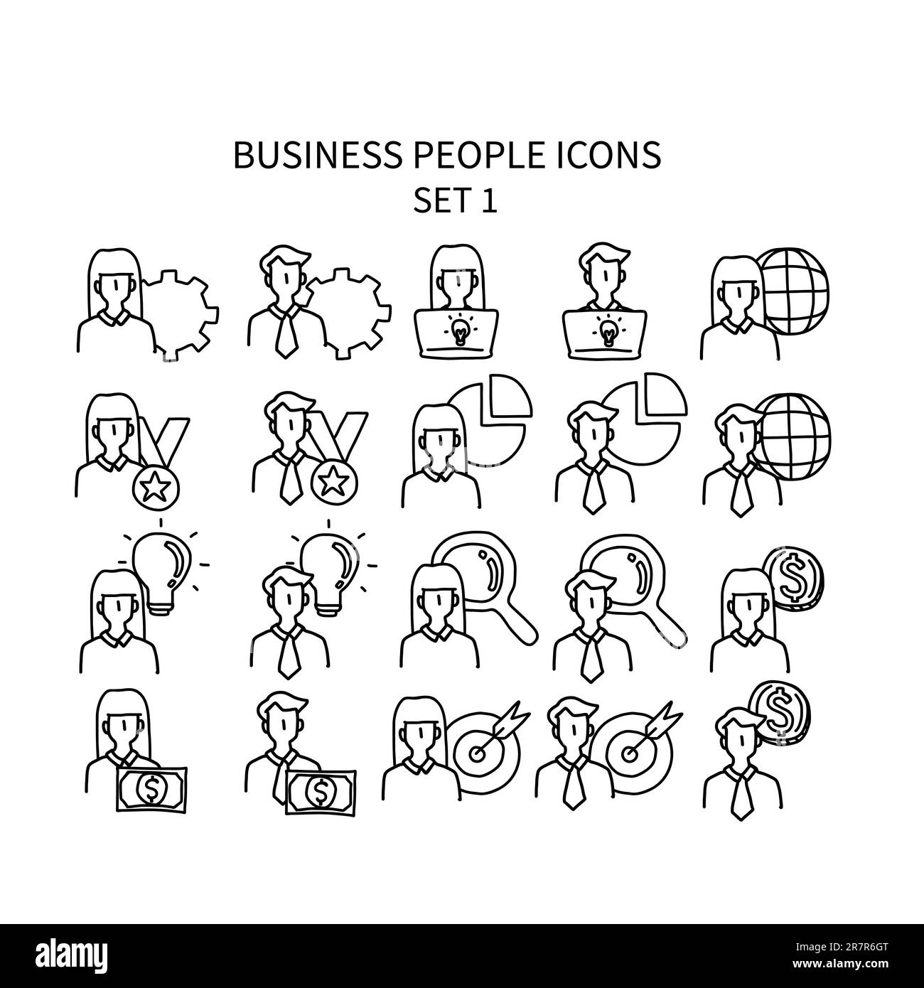 Business people icons set 1 vector illustration Stock Vector Image ...