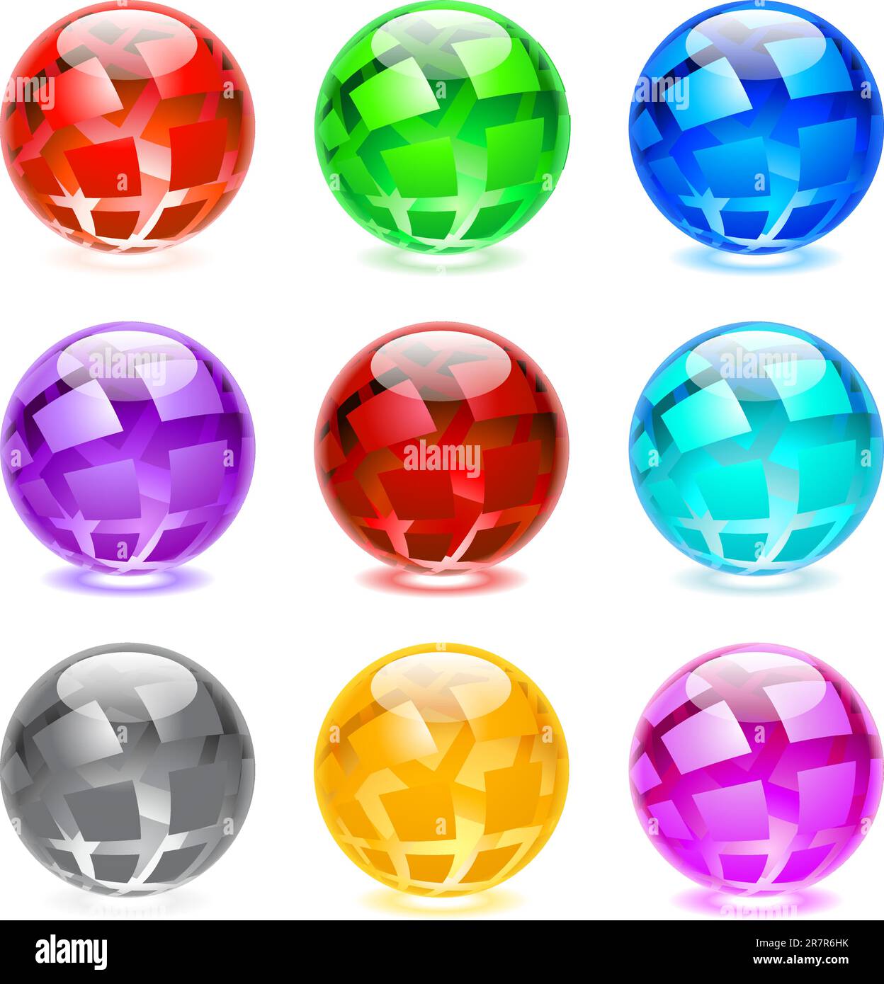 Collection of colorful glossy spheres isolated on white. Set #5 Stock ...