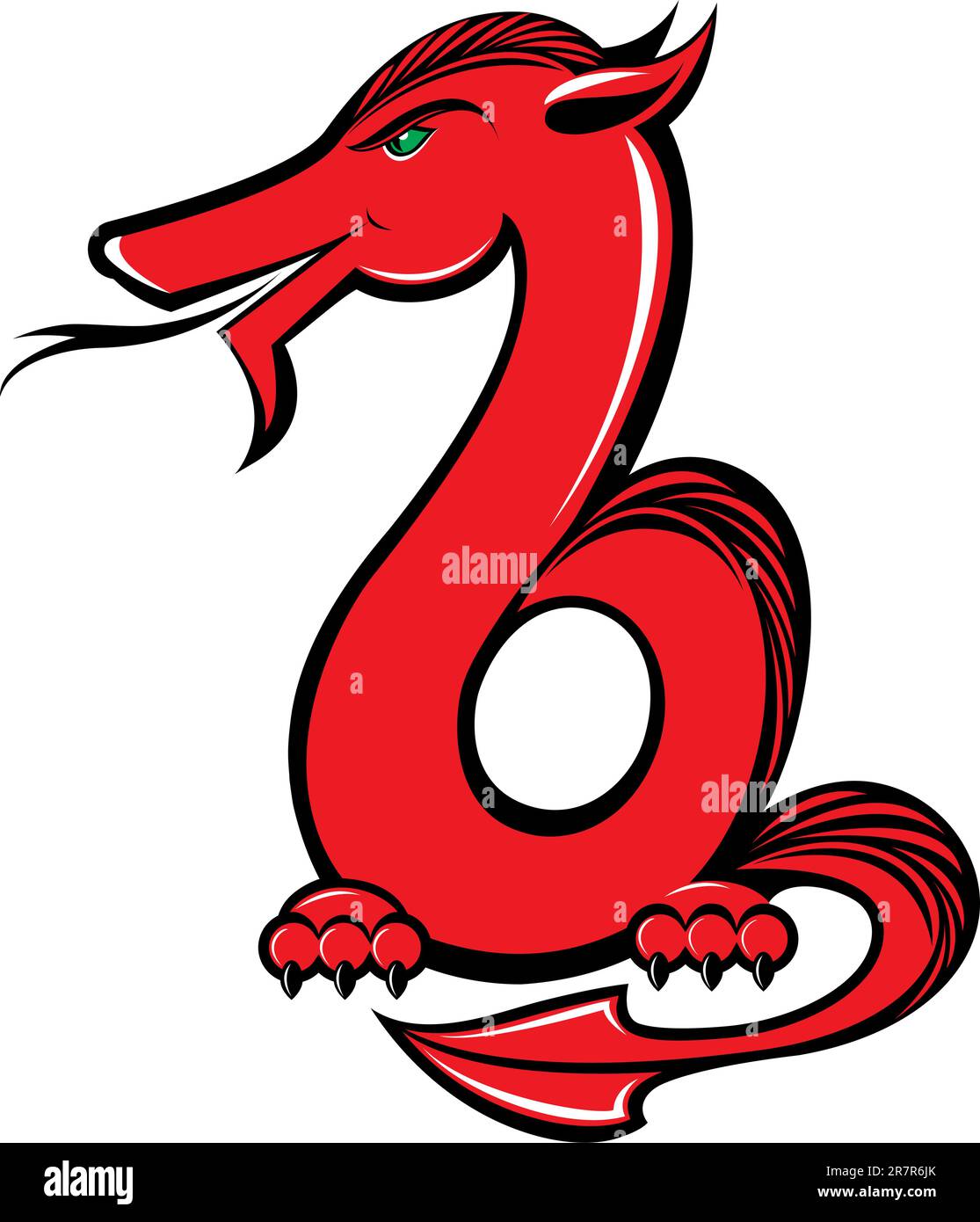 Abstract dragon. Illustration number one on white background Stock ...